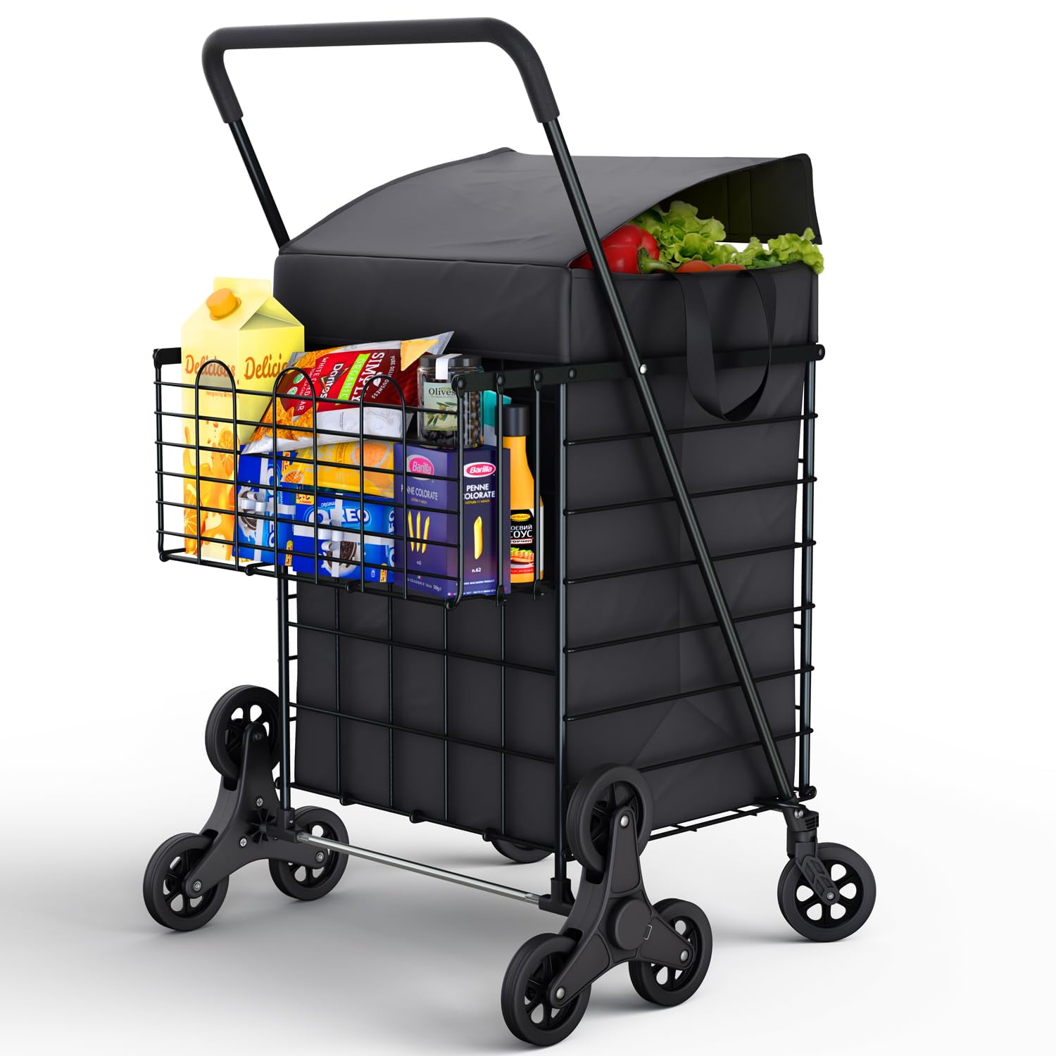 Heavy Duty Stair Climbing Utility Cart, 6 Rotating Wheels & Waterproof ...