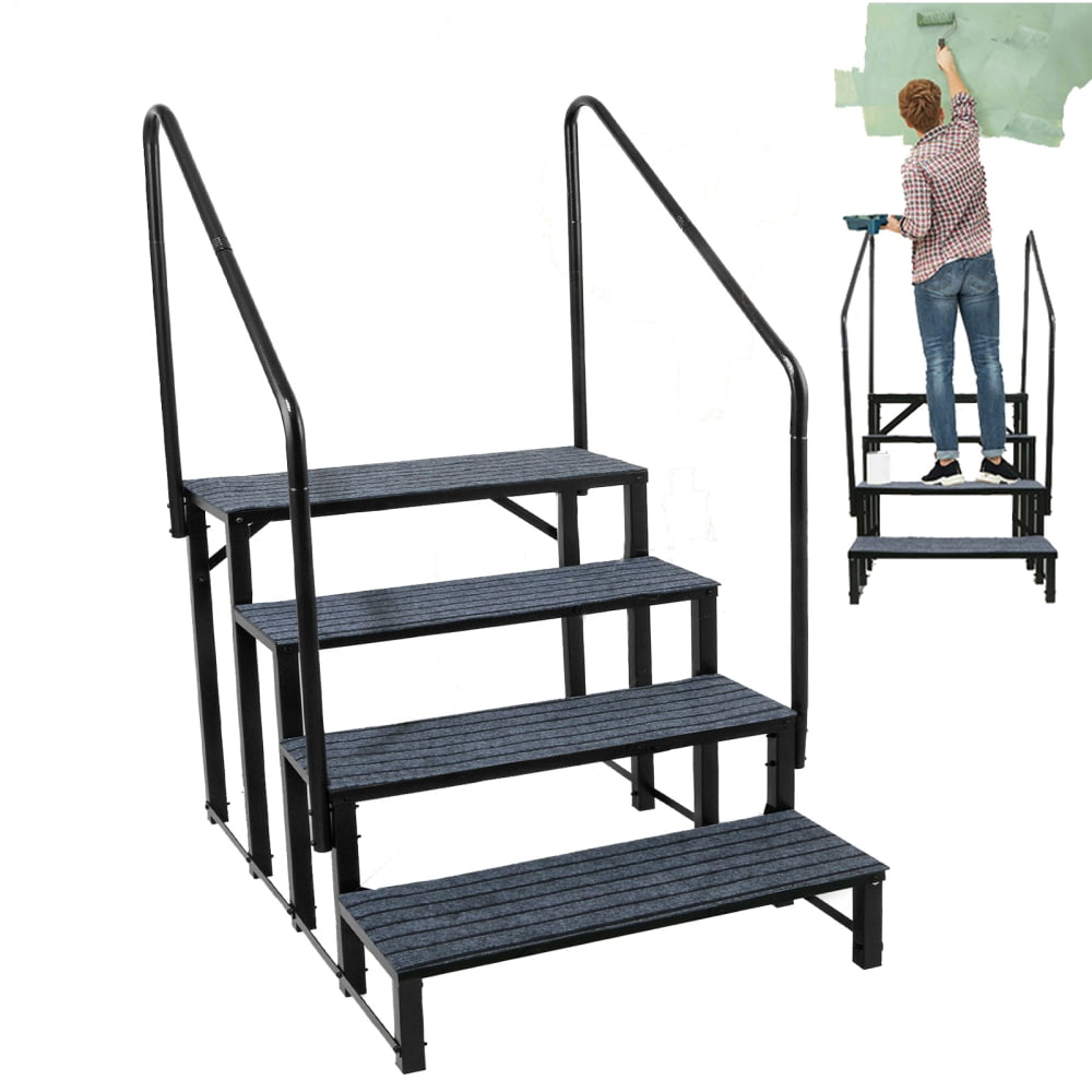 Heavy Duty Stairs, RV Steps Spa Steps with Handrail, 4 Step Ladder ...