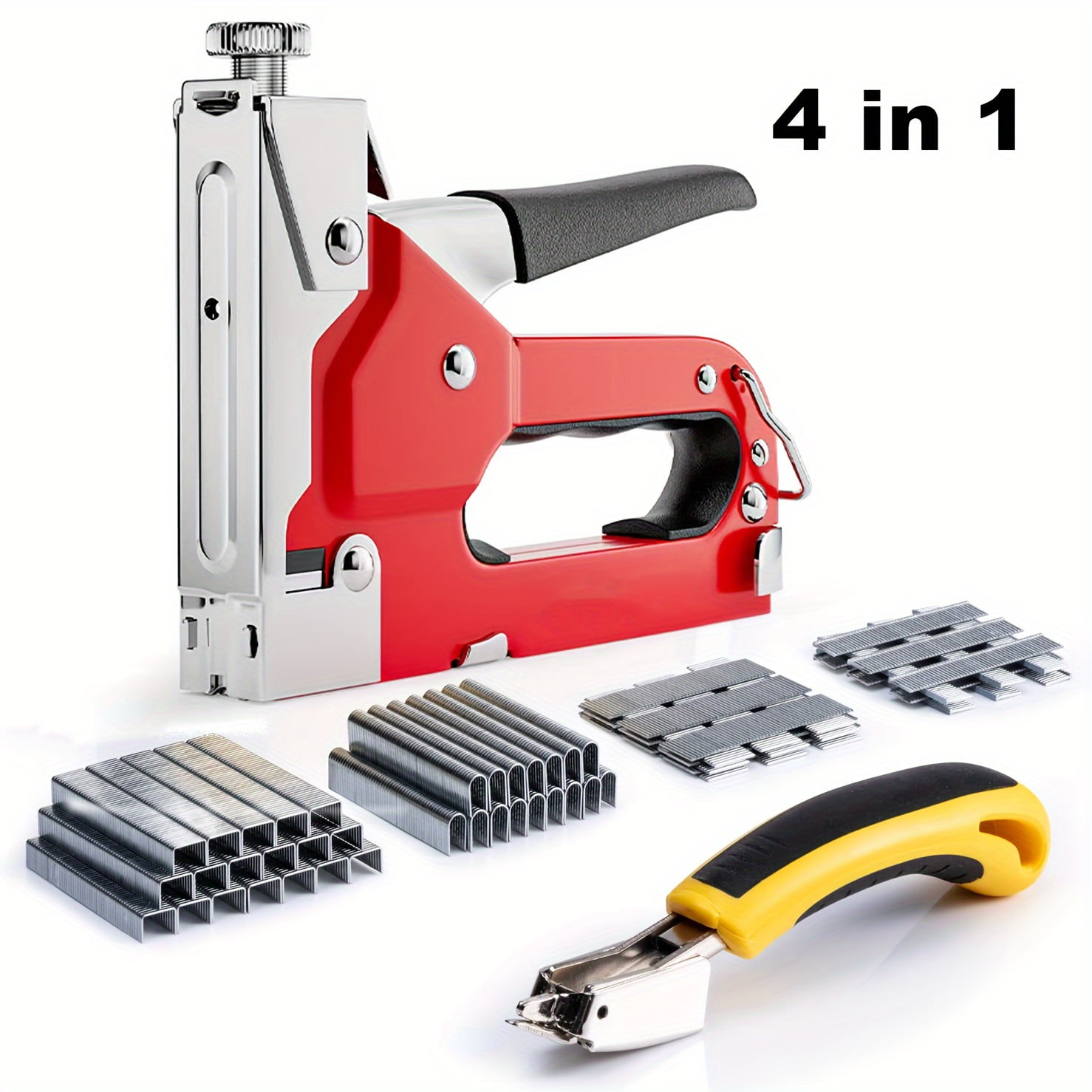 Heavy Duty Staple Gun Kit - 4-in-1/3-in-1 Multi-Function, 2000 Staples Included, Upholstery ...
