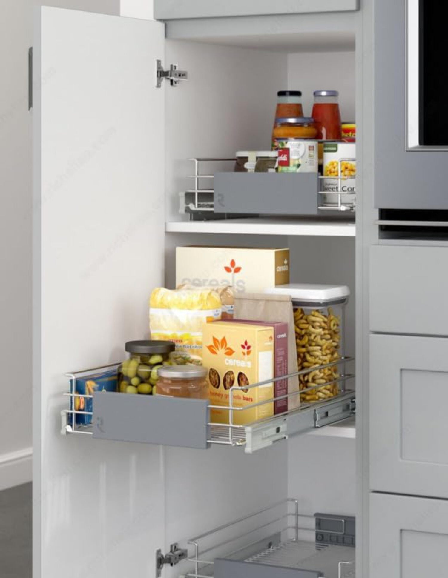 Heavy-Duty Steel Adjustable Pullout Wire Basket Pots, Pans, Lid ...