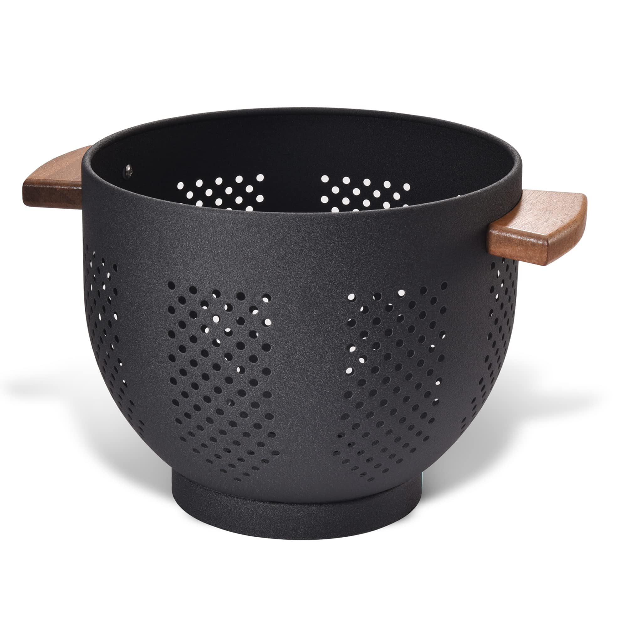 Heavy Duty Steel Colander, Wood Handle Strainer Basket for Draining ...