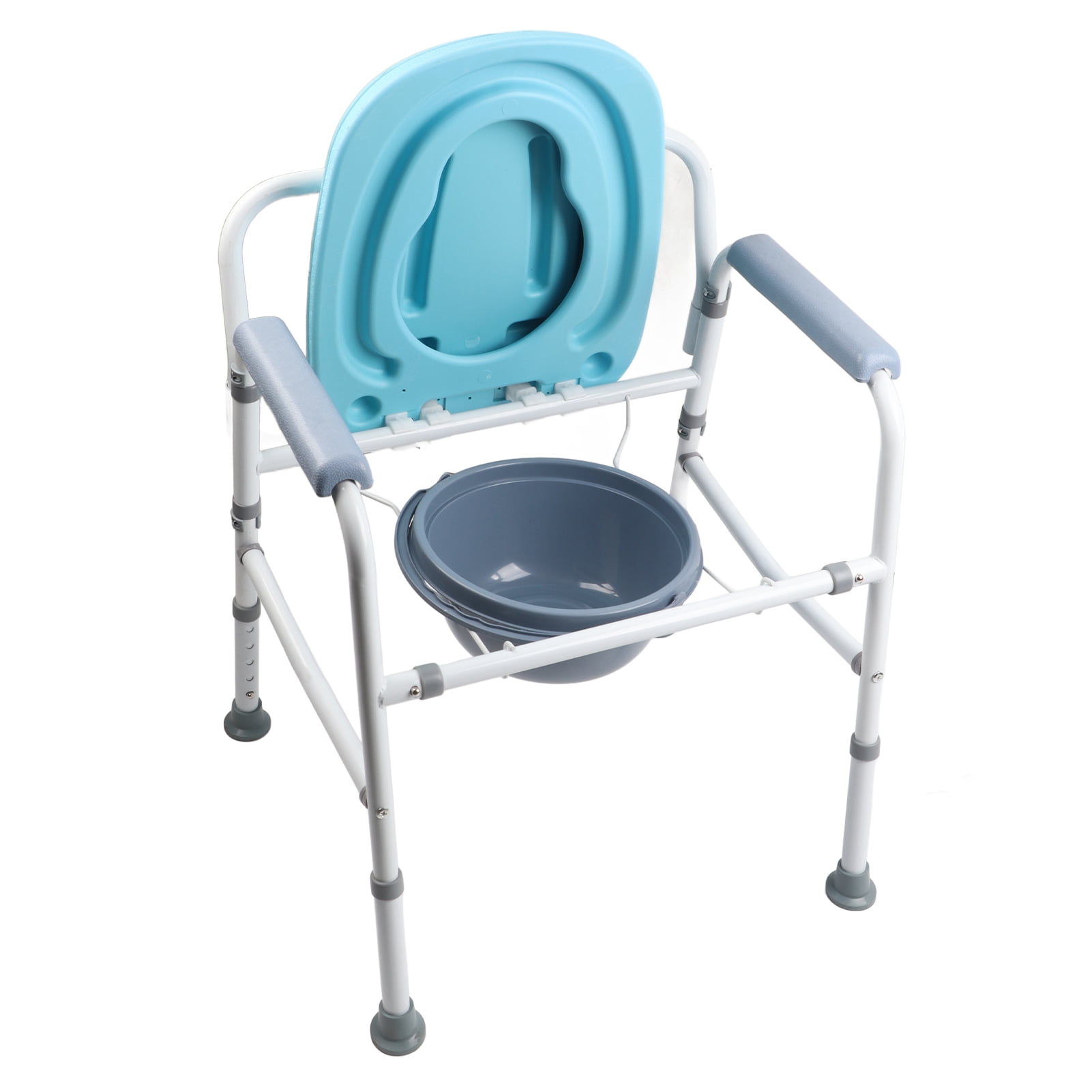 Heavy Duty Steel Commode Toilet Chair Bedside Drop Arm Commode Chair ...