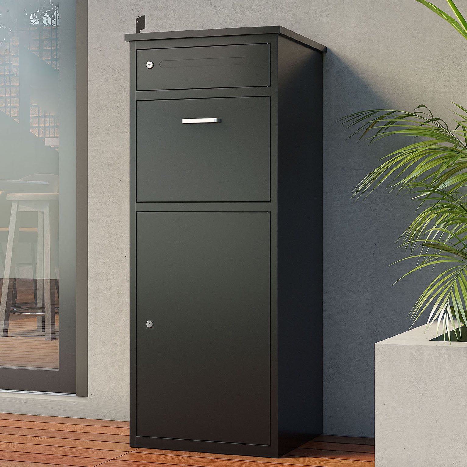 Heavy-Duty Steel Delivery Box With Lock, Weather-Resistant Outdoor ...