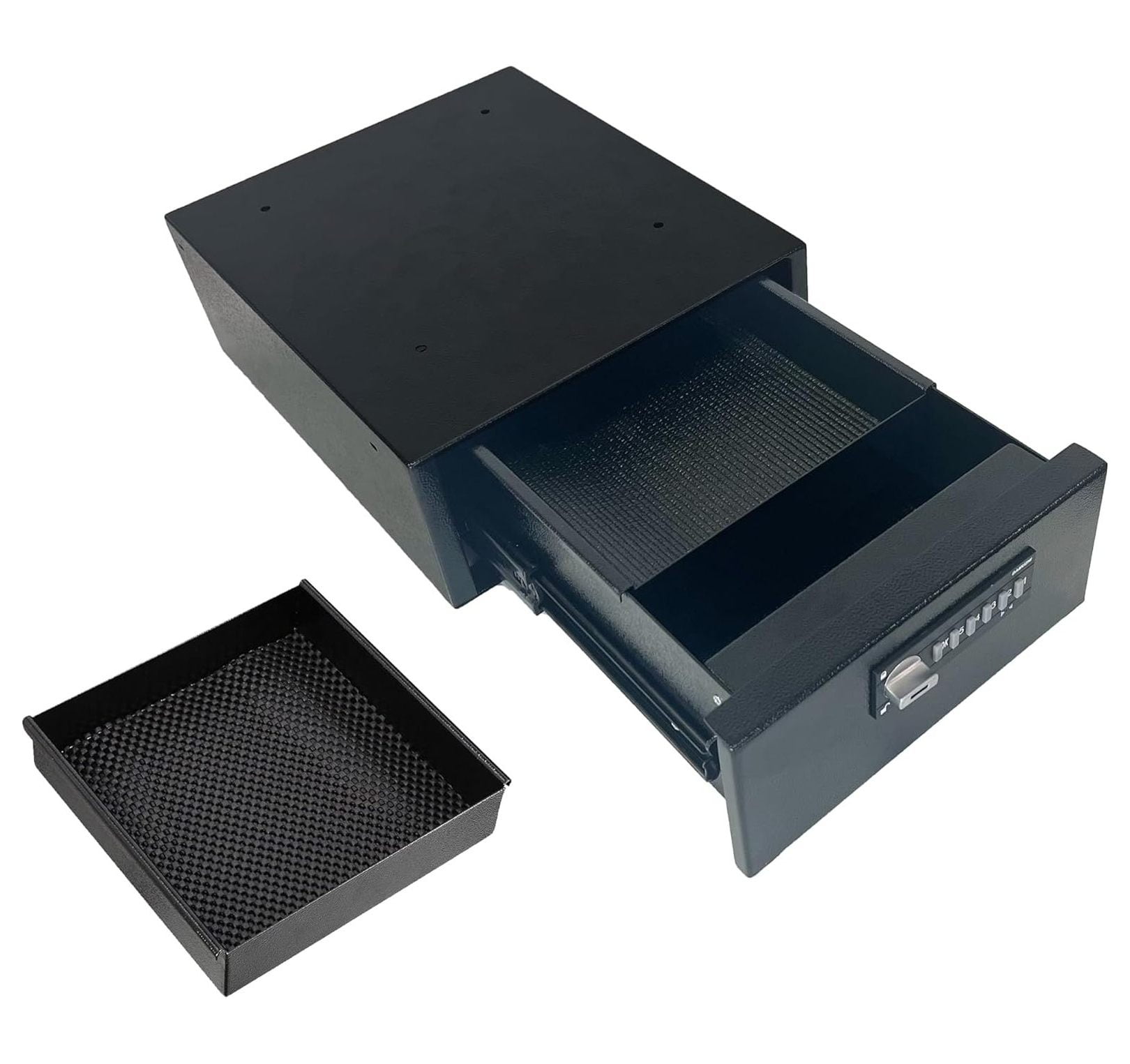 Heavy Duty Steel Under Desk Hand Gun Safe - Slide Away Gun Vault with ...