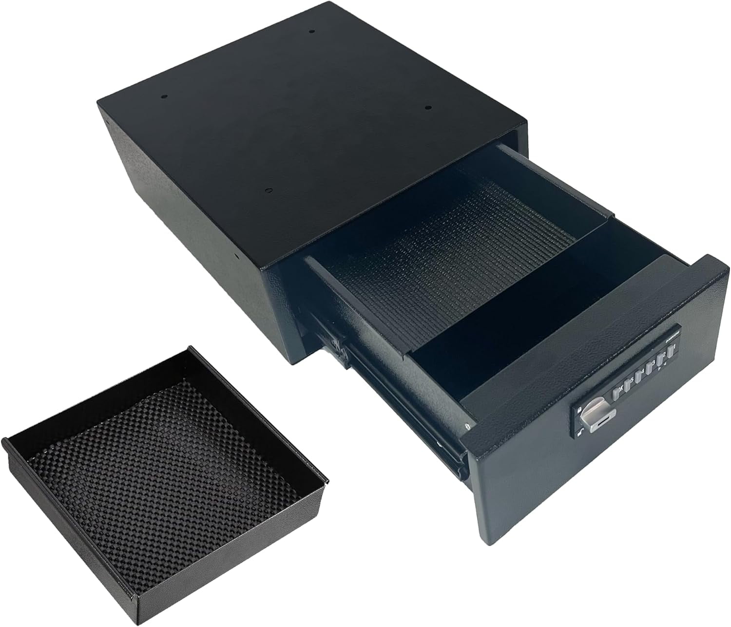 Heavy Duty Steel Under Desk Hand Gun Safe - Slide Away Gun Vault with ...