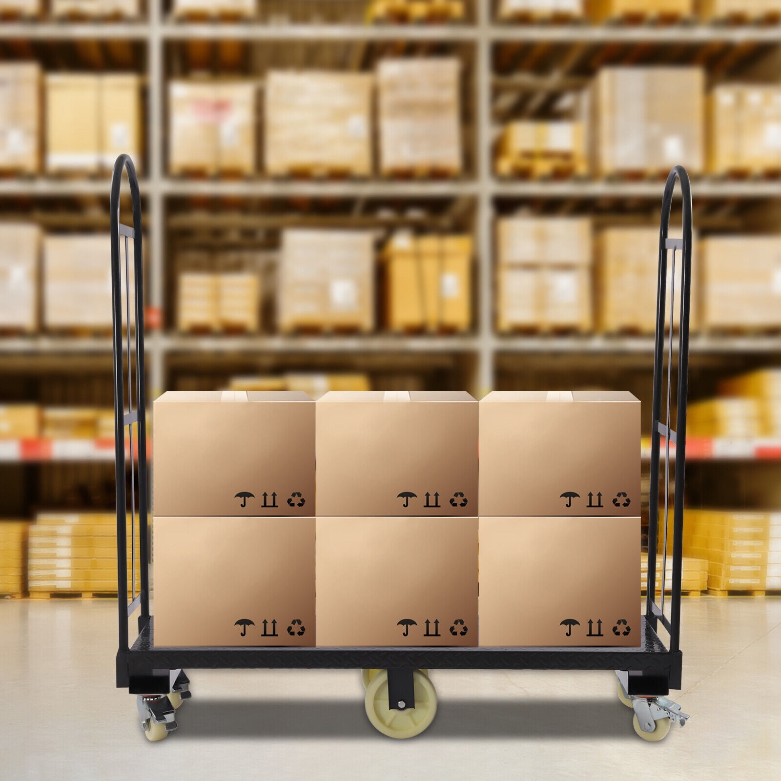 Heavy Duty Steel Dolly U-Boat Utility Cart Platform Hand Truck Six ...