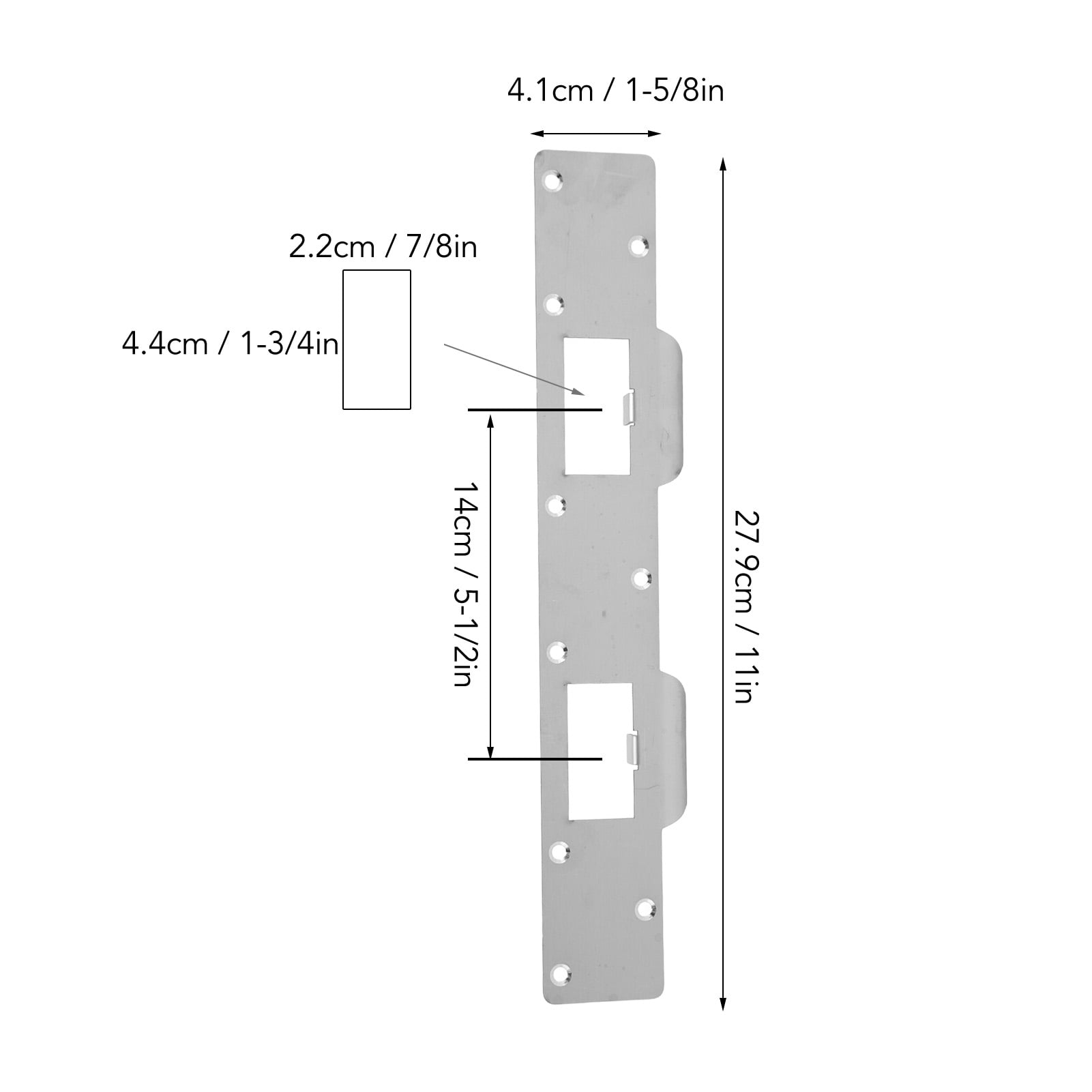 Heavy Duty Steel Door Strike Plate With Double Holes For 5. 5in To 6in ...