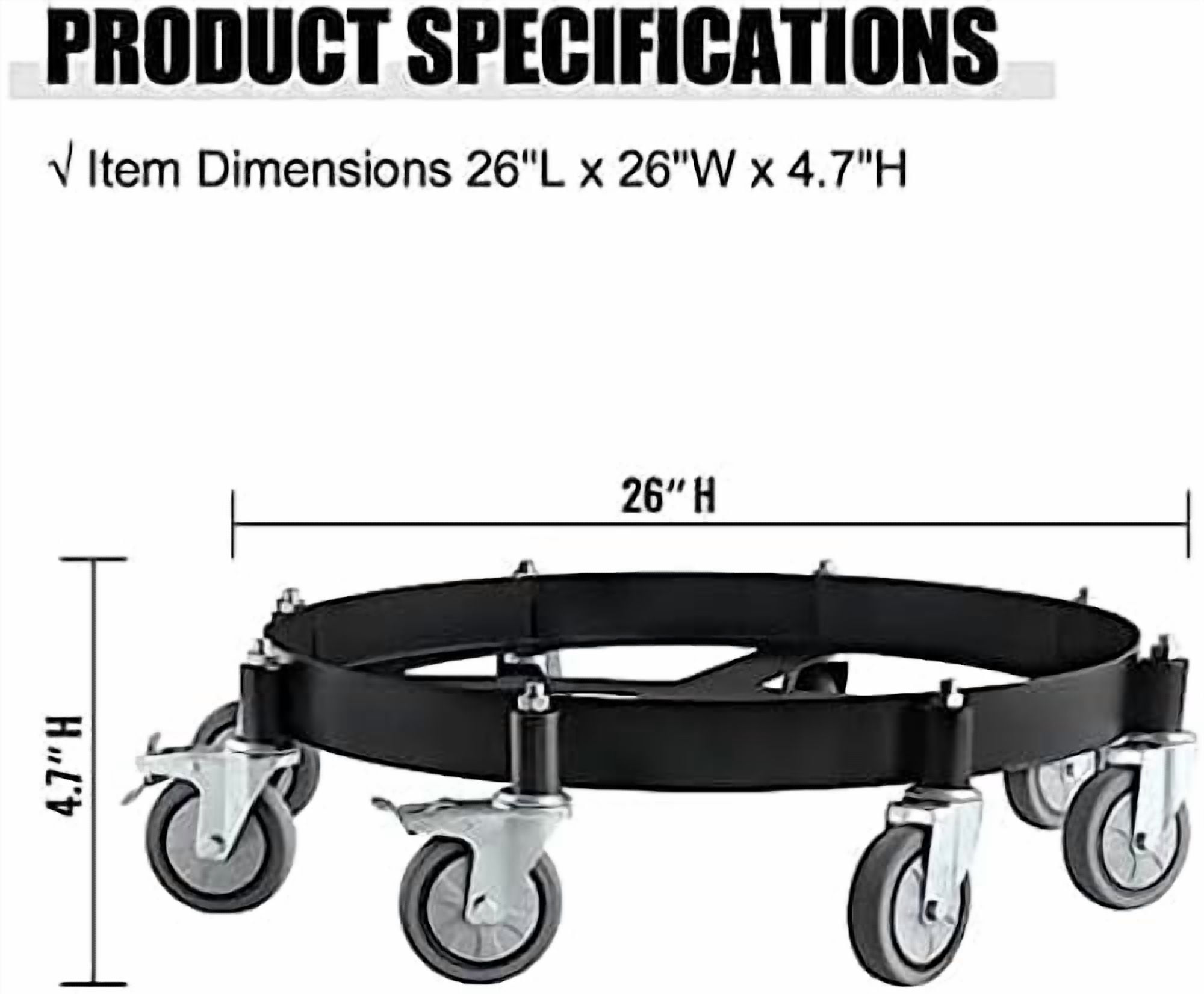 Heavy Duty Steel Drum Dolly, 55 Gallon Steel Frame with 8 Swivel Caster ...