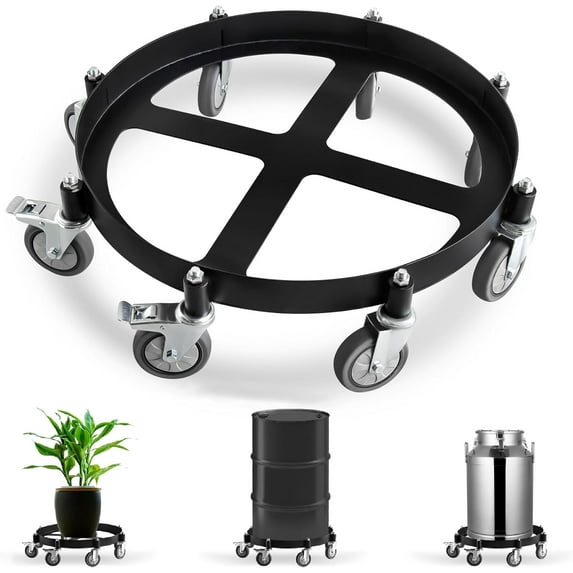 Heavy Duty Steel Drum Dolly, 55 Gallon Steel Frame with 8 Swivel Caster ...
