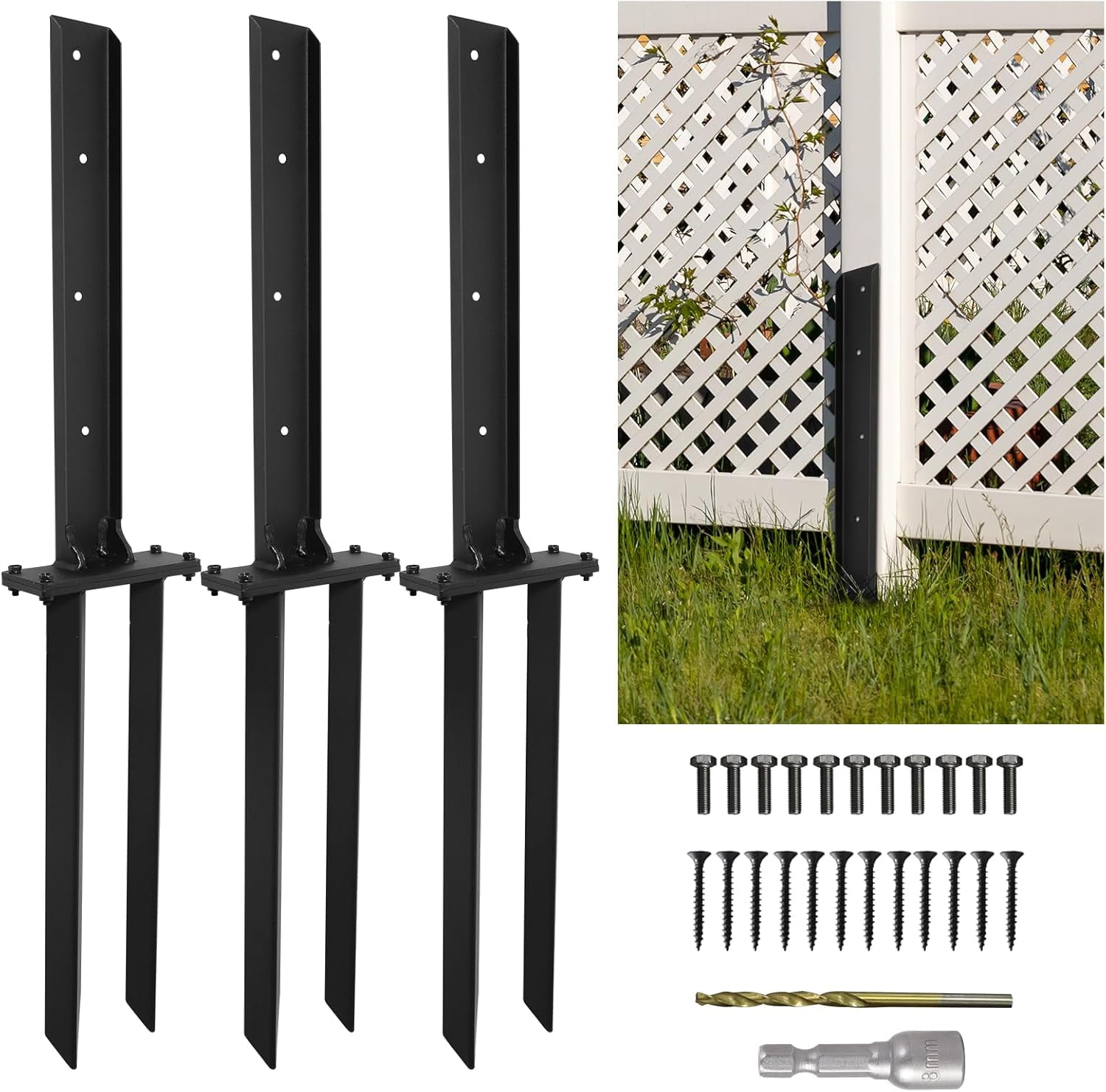 Heavy Duty Steel Fence Post Repair Kit, Fence Post Repair Stakes with ...