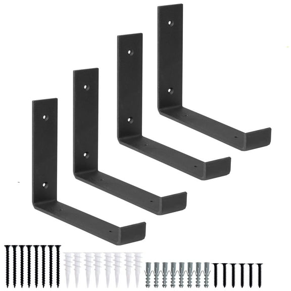 FUGee-16 Pack L6 x H 4" Black Heavy Duty Shelf Brackets with Screws ...