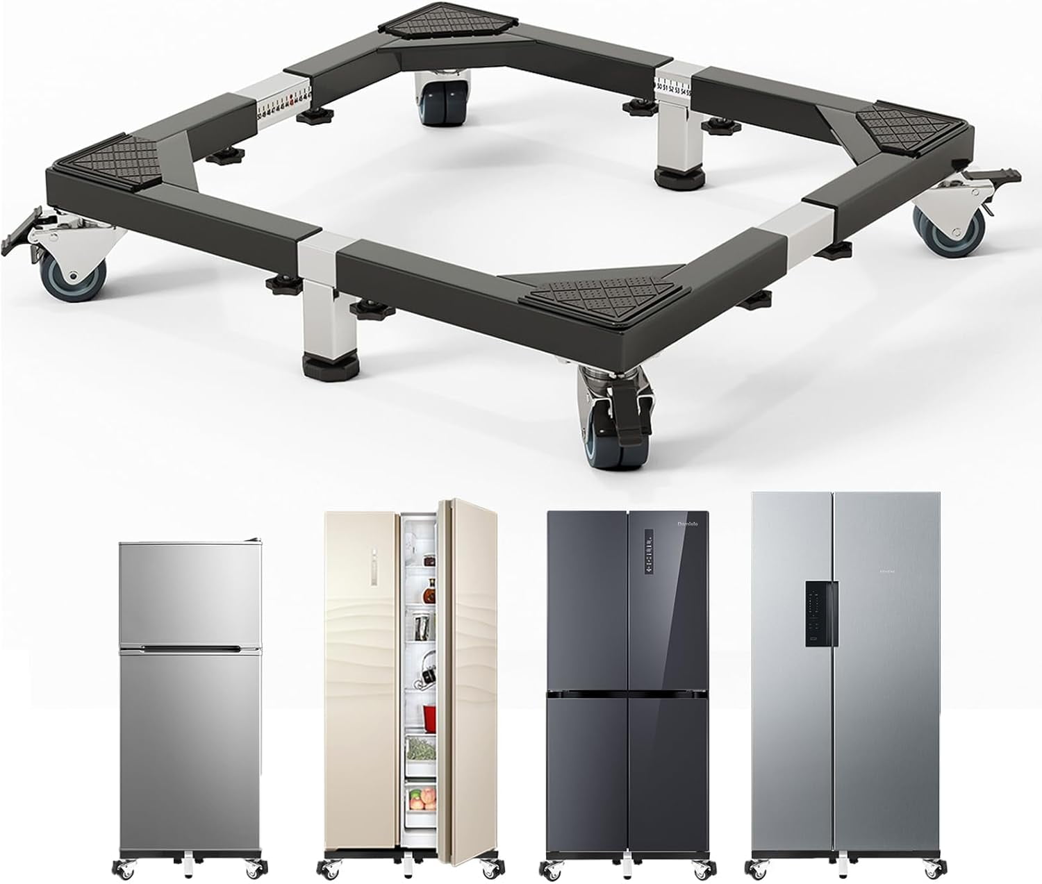 Heavy Duty All Steel Fridge Stand Mobile Base with Wheels Adjustable ...