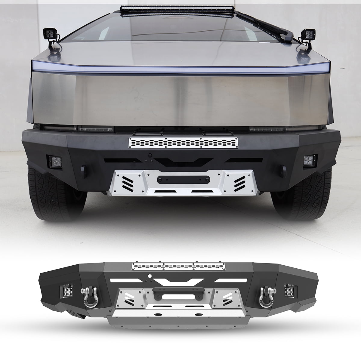 Heavy Duty Steel Front Bumper Fit for 2024 2025 Tesla Cybertruck,Bumper ...