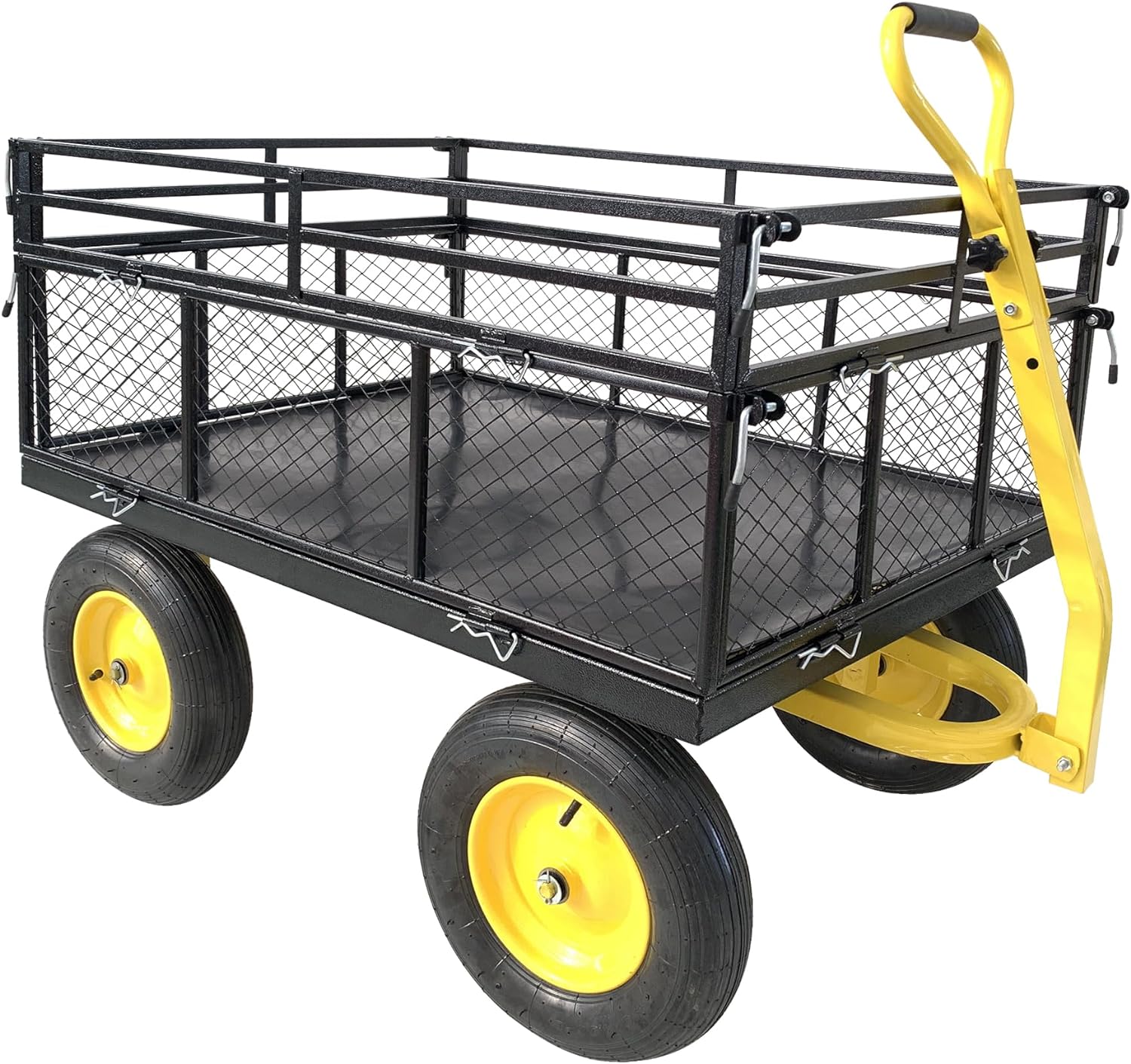 Heavy Duty Steel Garden Cart - 1400 lbs Capacity, Removable Mesh Sides ...