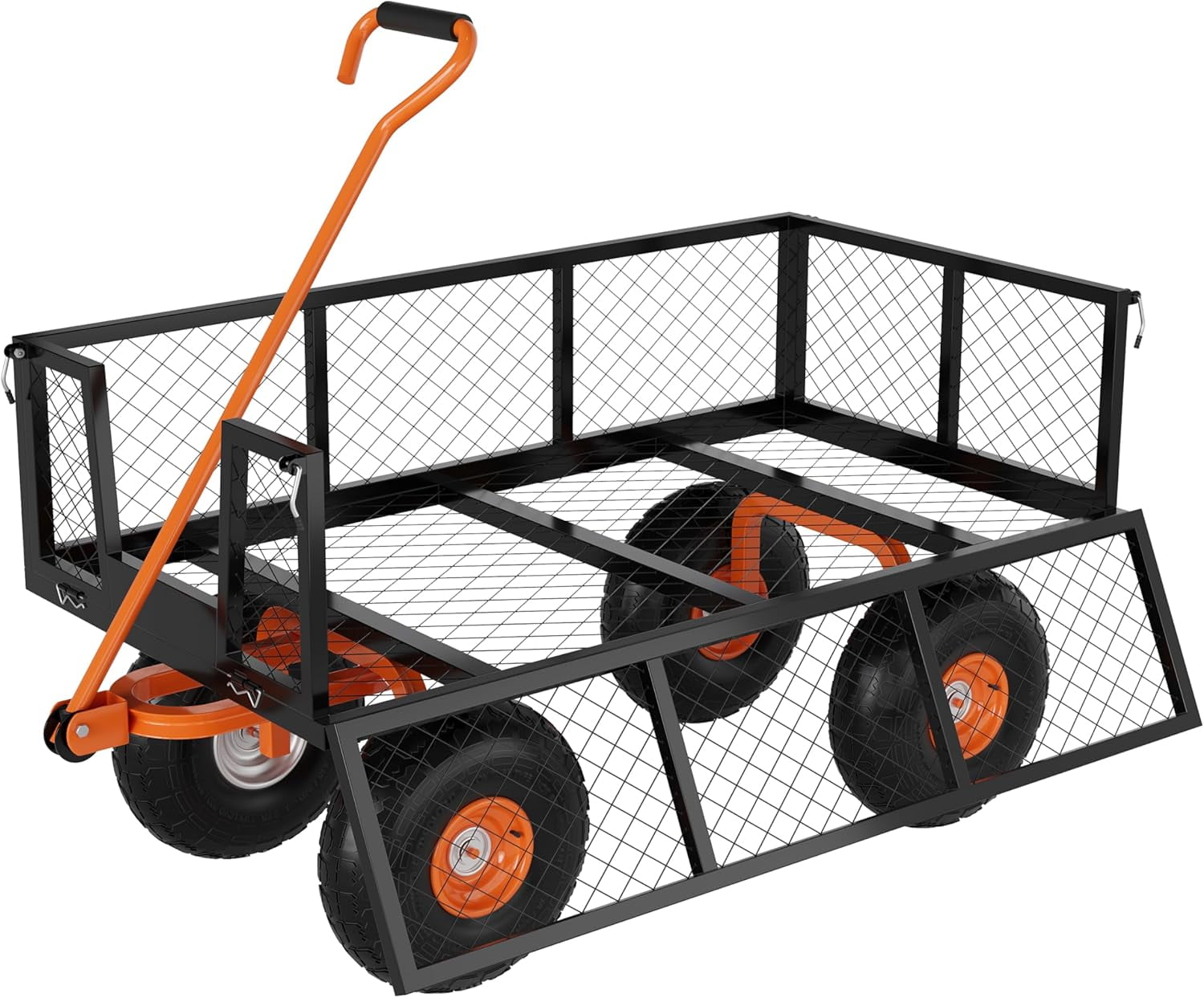 Heavy Duty Steel Garden Cart, 500 LBS Capacity 3 in 1 Pullable Garden ...