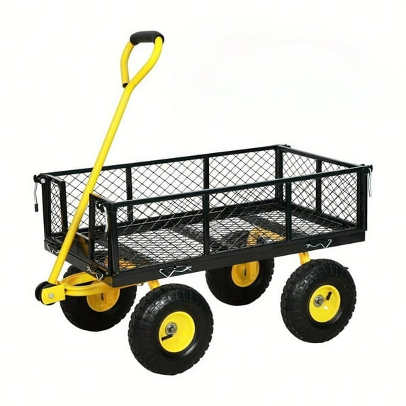 Heavy Duty Steel Garden Cart - 900 lbs Capacity, Removable Mesh Sides ...