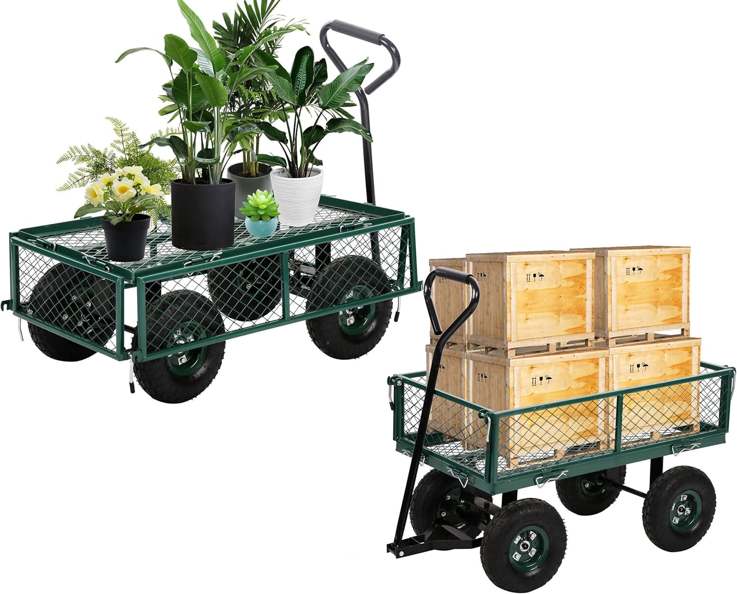 Heavy Duty Steel Garden Carts 400lb Weight Capacity Yard Dump Wagon ...