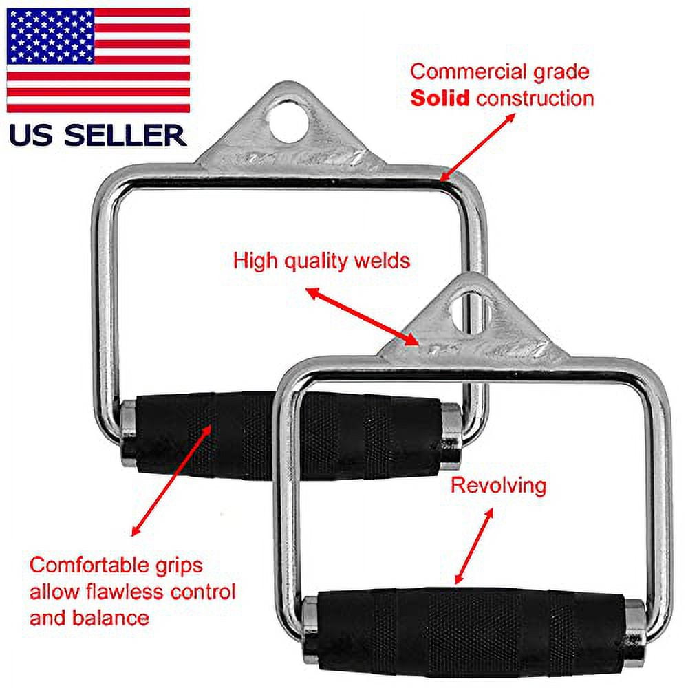 Heavy Duty Steel Grip Stirrup Cable Metal Silver D Handle Home Gym ...