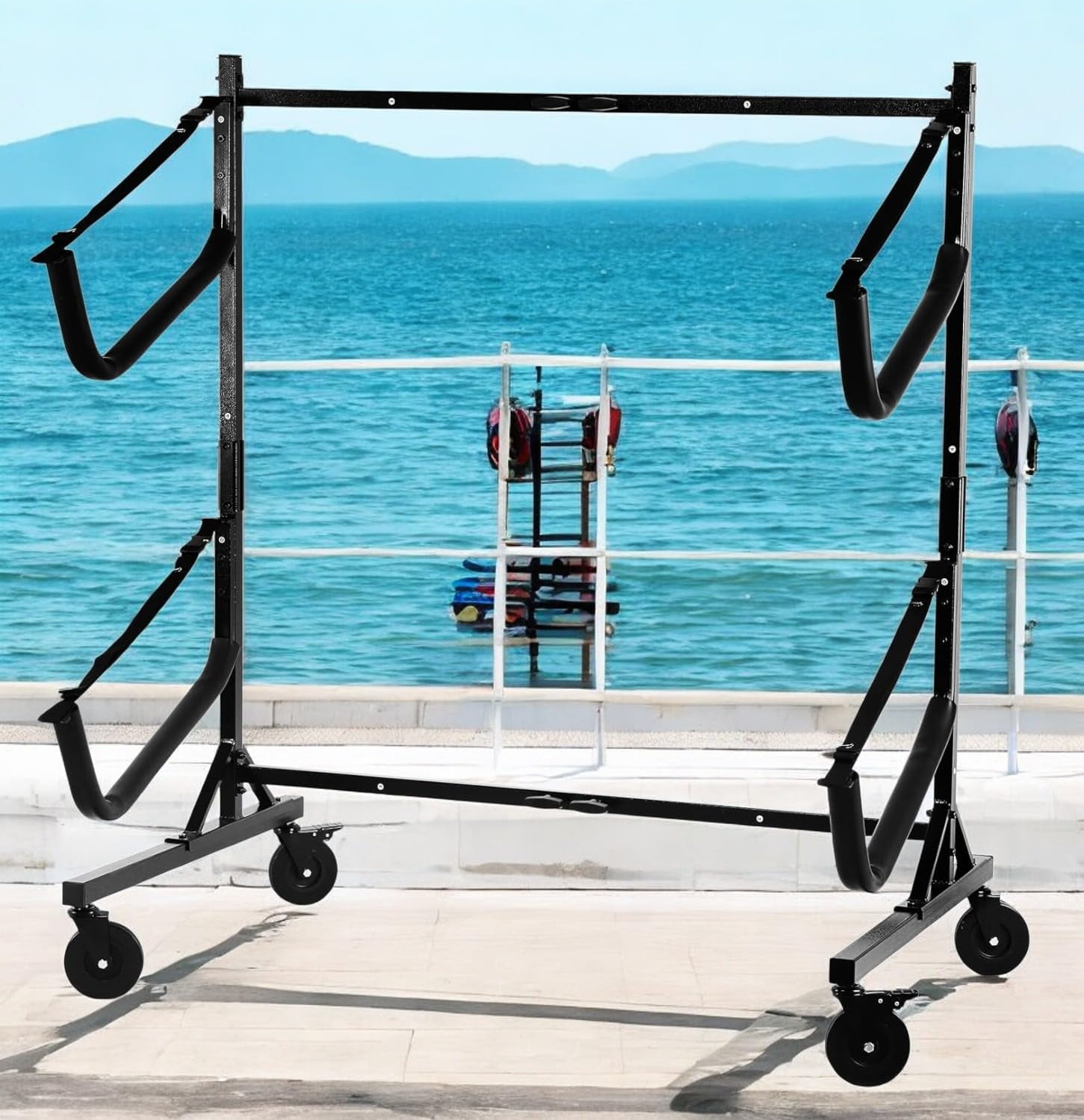 Heavy-Duty Steel Kayak Hanger Holder with Lockable Wheels&Adjustable ...
