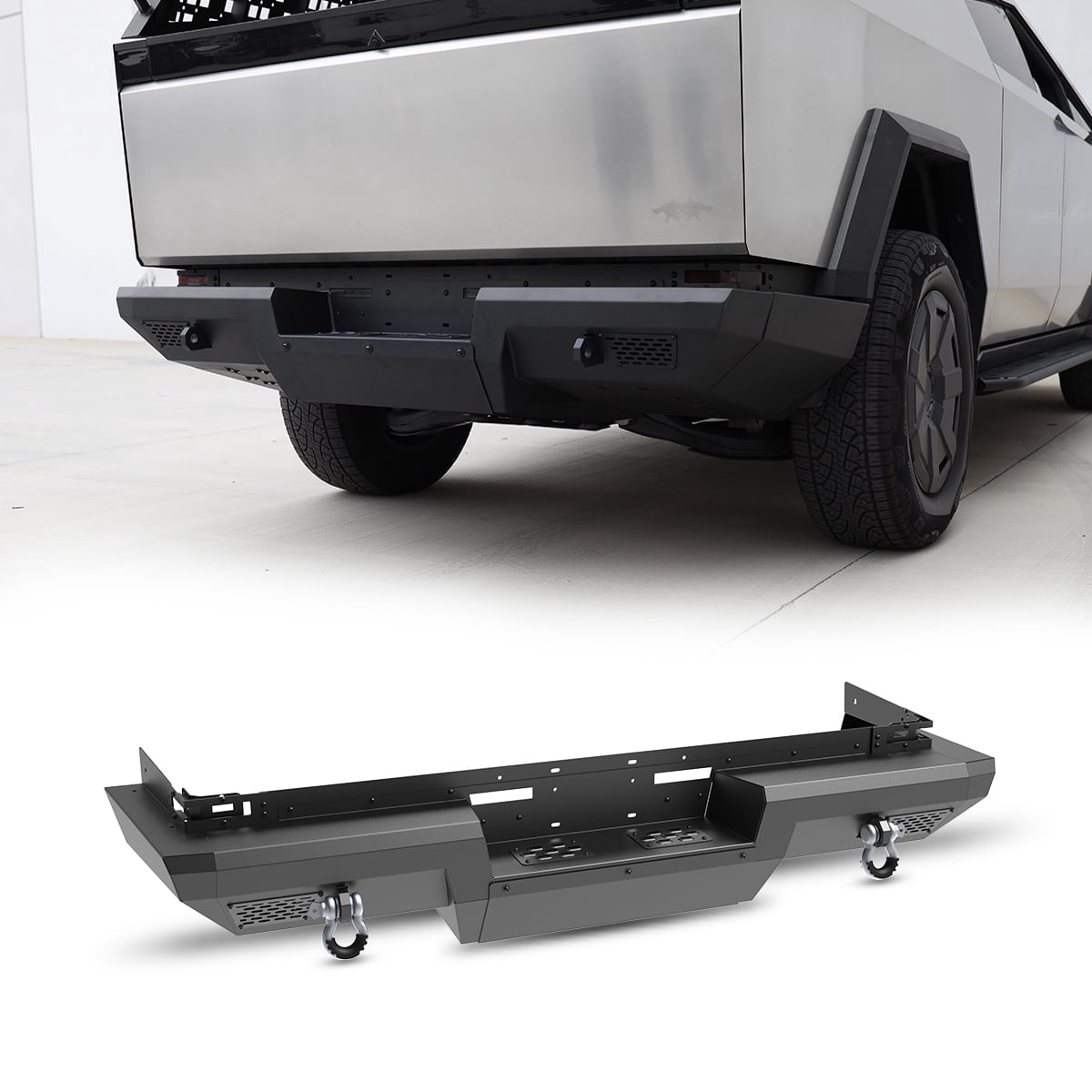 Heavy Duty Steel Rear Bumper Fit for 2024 2025 2026 Tesla Cybertruck ...