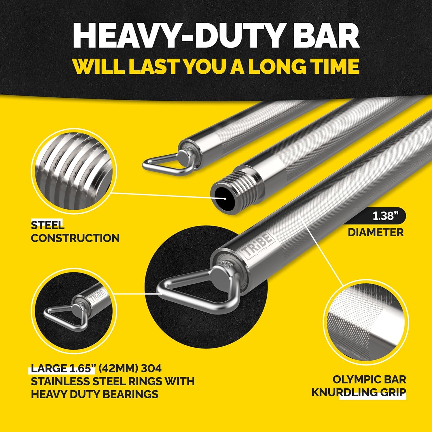 Heavy Duty Steel Resistance Band Bar - Portable Resistance Bar for ...