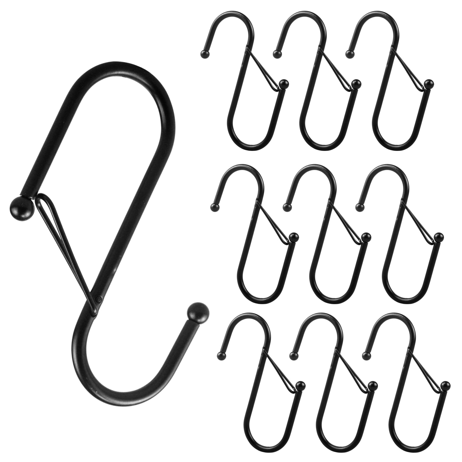 Heavy Duty Steel S-Hooks - 10Pack Featured Secure Spring Lock Standing ...
