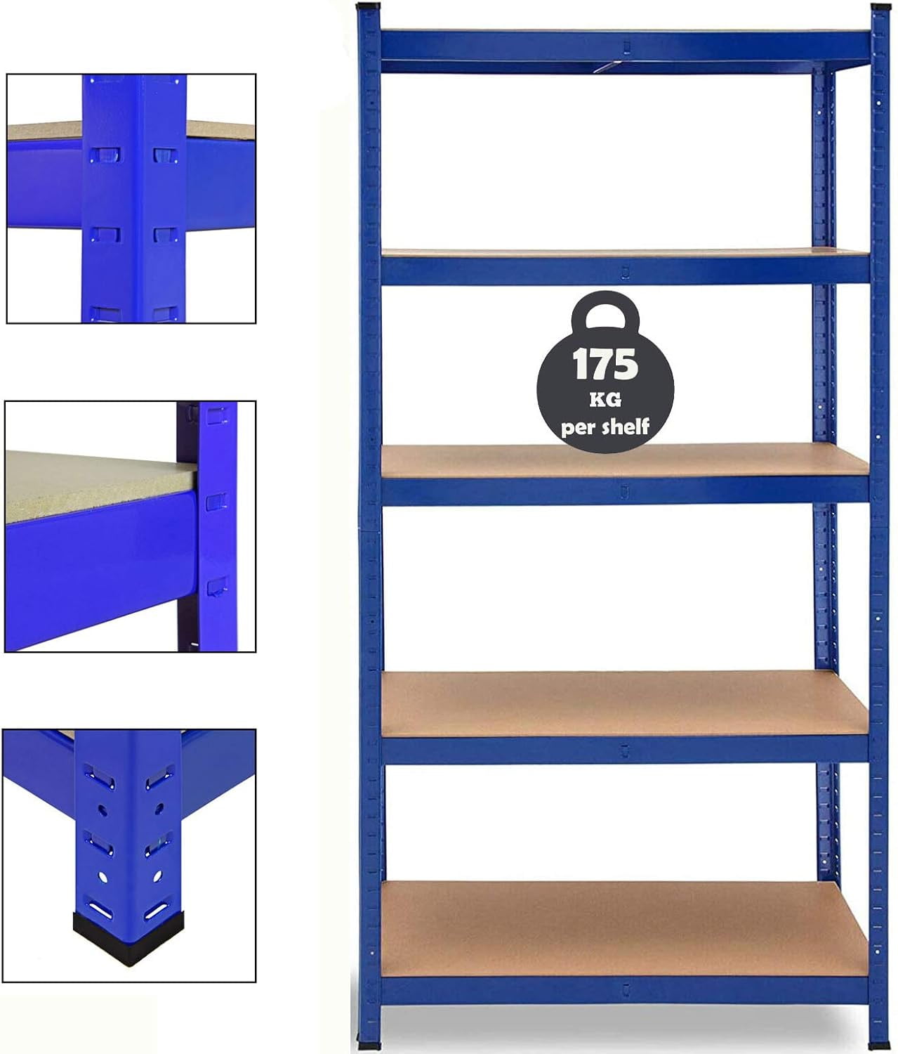 Heavy Duty Steel Shelving Unit Garage Racking Unit 175kg per Shelf (5 ...