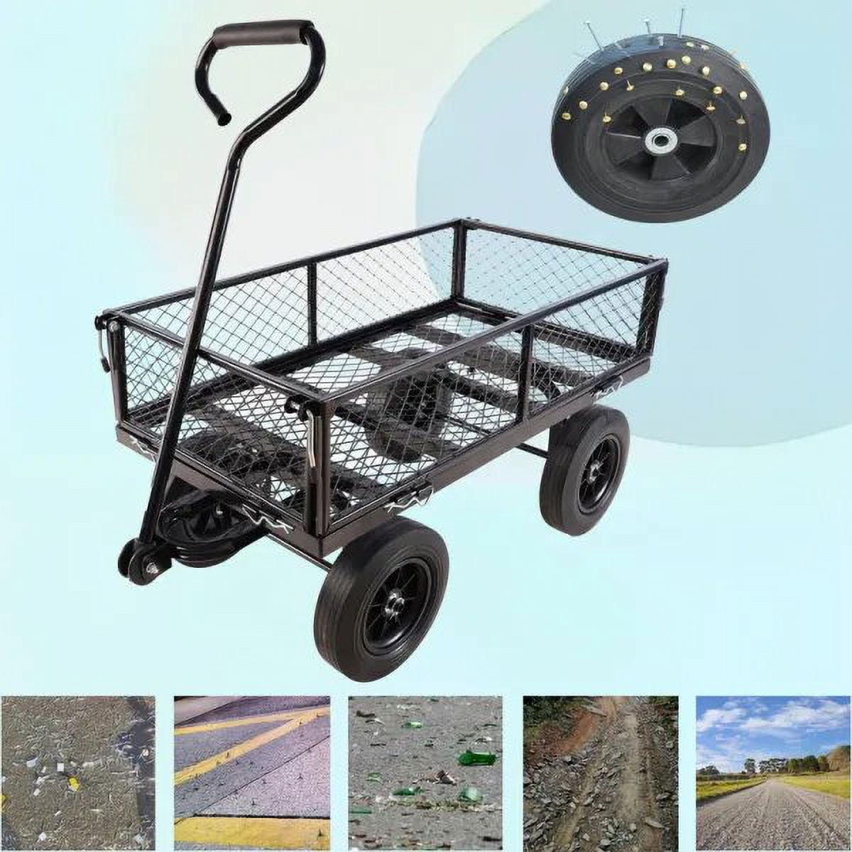 Heavy-Duty Steel Utility Cart with Removable Sides and 19" Tires, 1200 ...