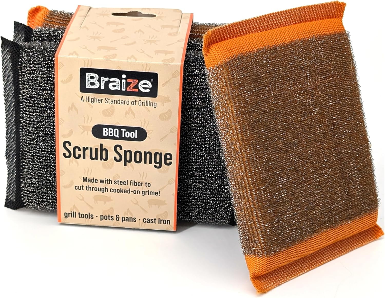 Heavy-Duty Steel Wool Scrubber Sponges 4 Pack – Stainless Steel ...