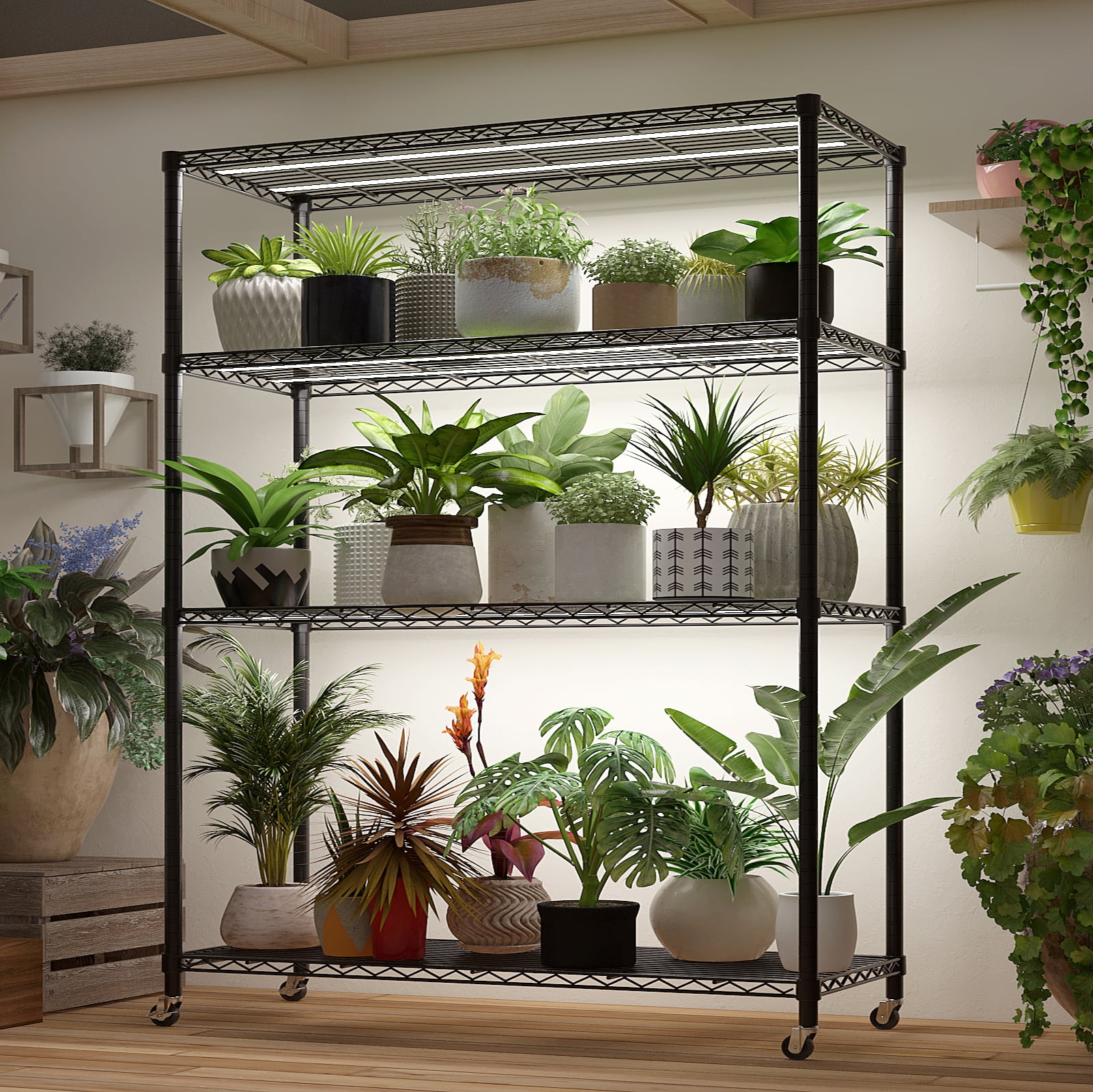 Heavy Duty Storage Shelves 46.06" W Wire Shelving Unit with Wheels ...