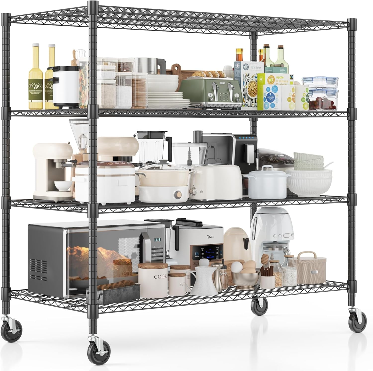 Heavy Duty Storage Shelves 5 Tier Wire Shelving Unit with Wheels ...