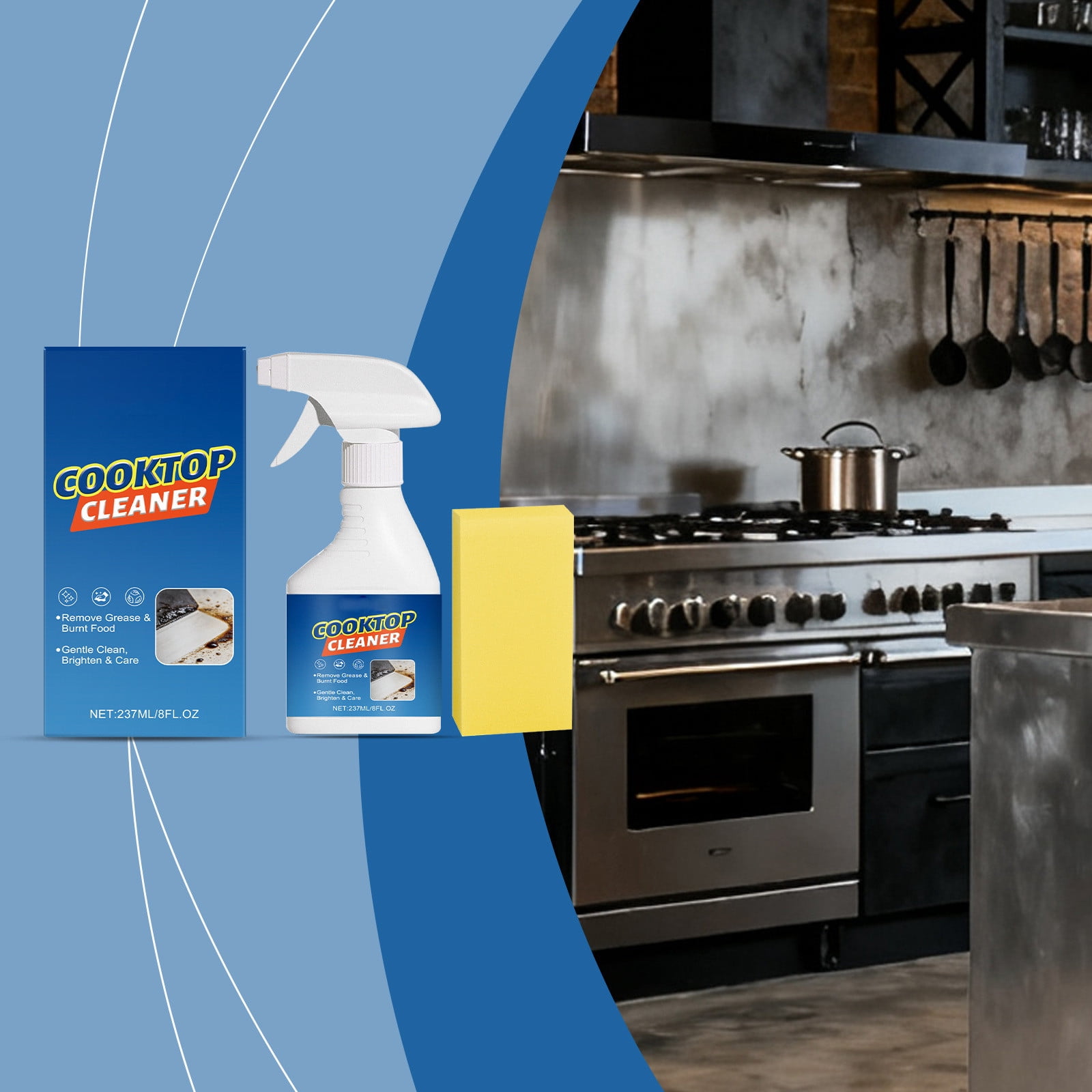 Heavy-Duty Stove Cleaner Gel with Scrub Pad and Cloth, Industrial ...