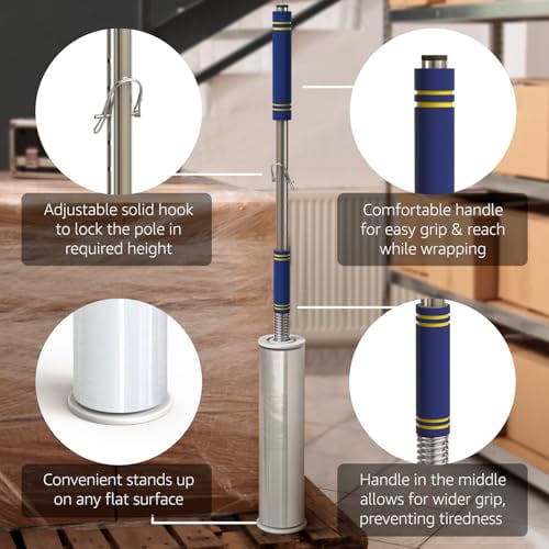 Heavy Duty Stretch Film Dispenser Pole Holder - Extra Long High ...