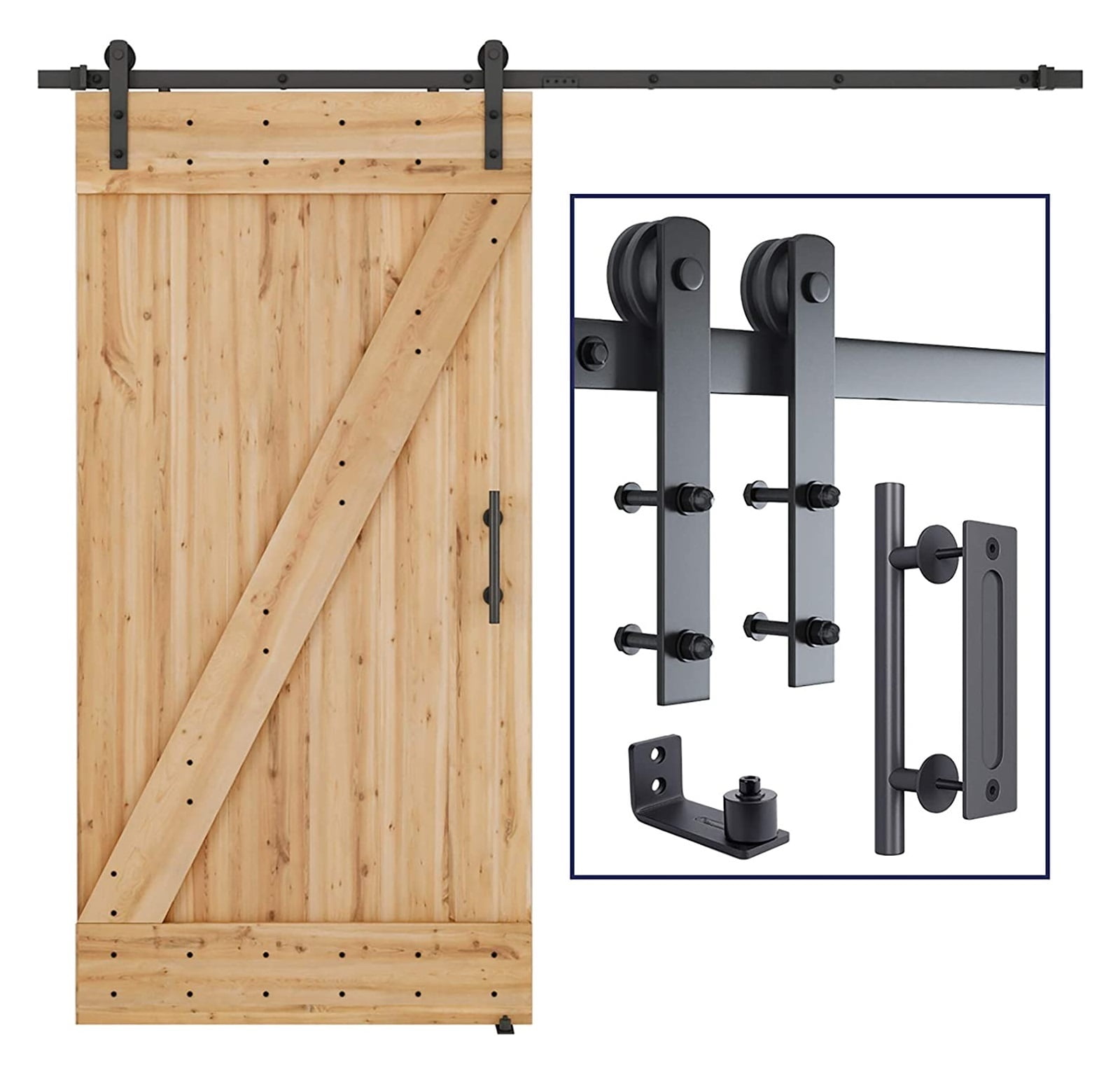 Heavy Duty Sturdy Sliding Barn Door Hardware Kit, Double Rail,Wood Door ...