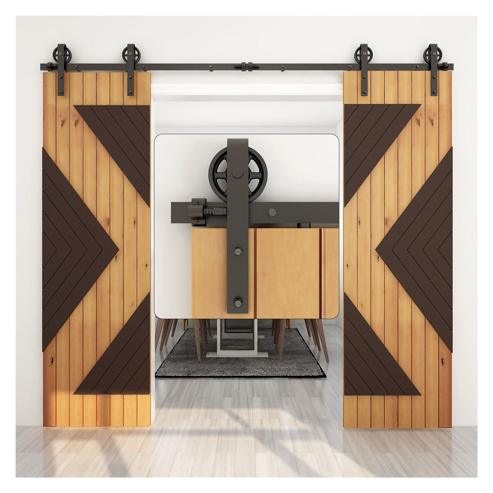 Heavy Duty Sturdy Sliding Barn Door Hardware Kit, Suitable For Double ...