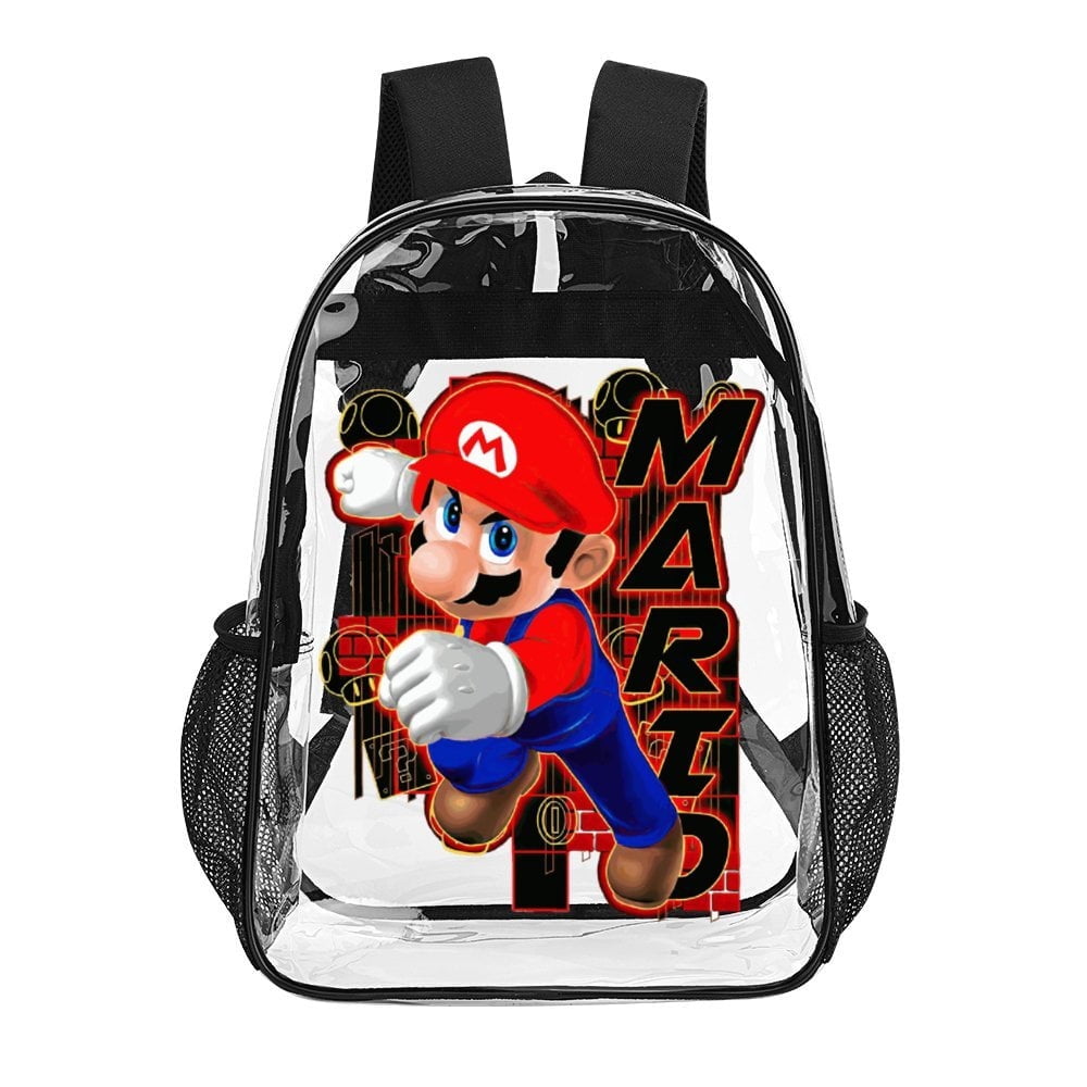 Heavy Duty Super Mario Clear Backpack Clear Bag with Padded Straps ...