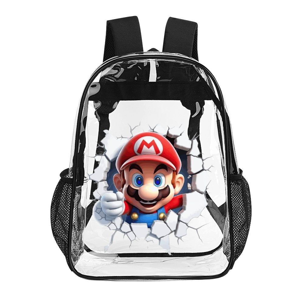 Heavy Duty Super Mario Clear Backpack Clear Mario PVC Transparent ...