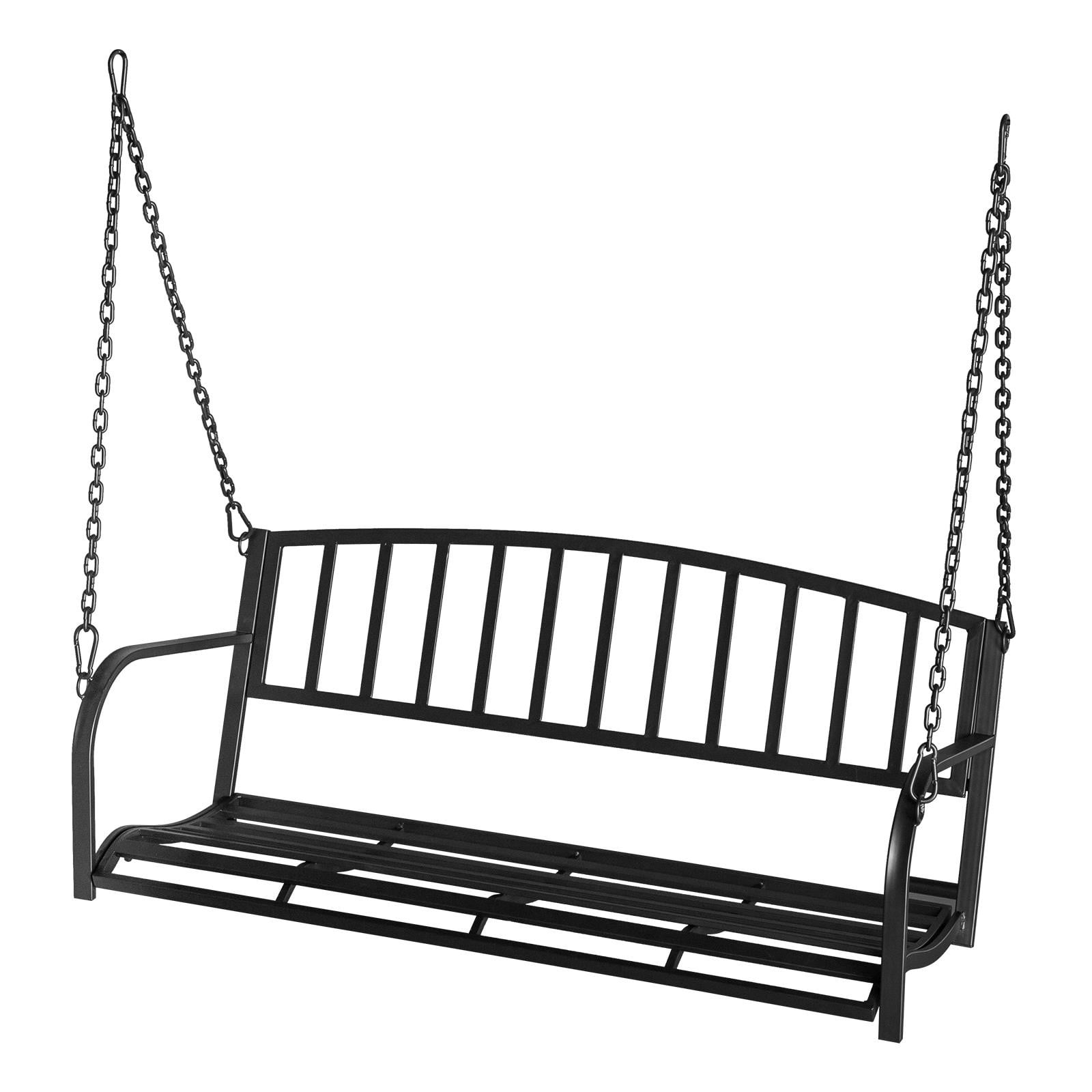 Heavy Duty Swing Chair Bench Metal Patio Porch Swing Black for Gardens ...