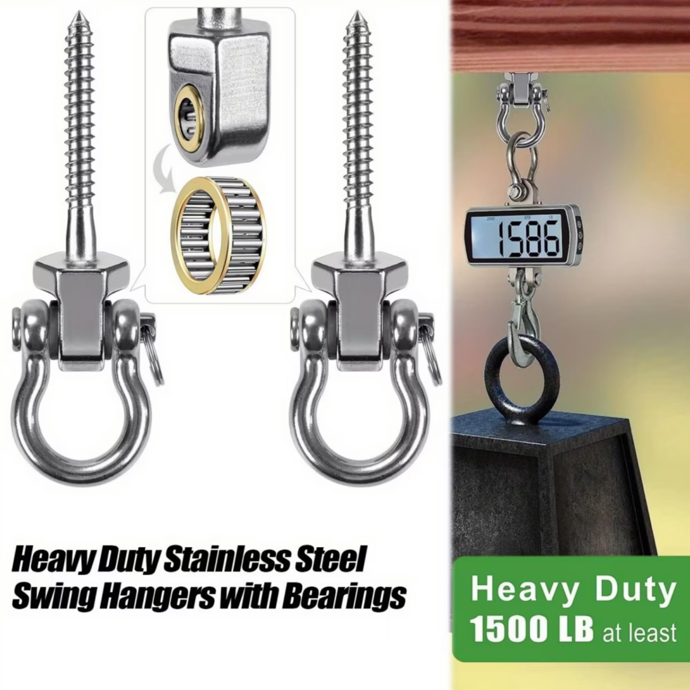 Heavy Duty Swing Hangers with Bearings - Set of 2 Stainless Steel 304 ...