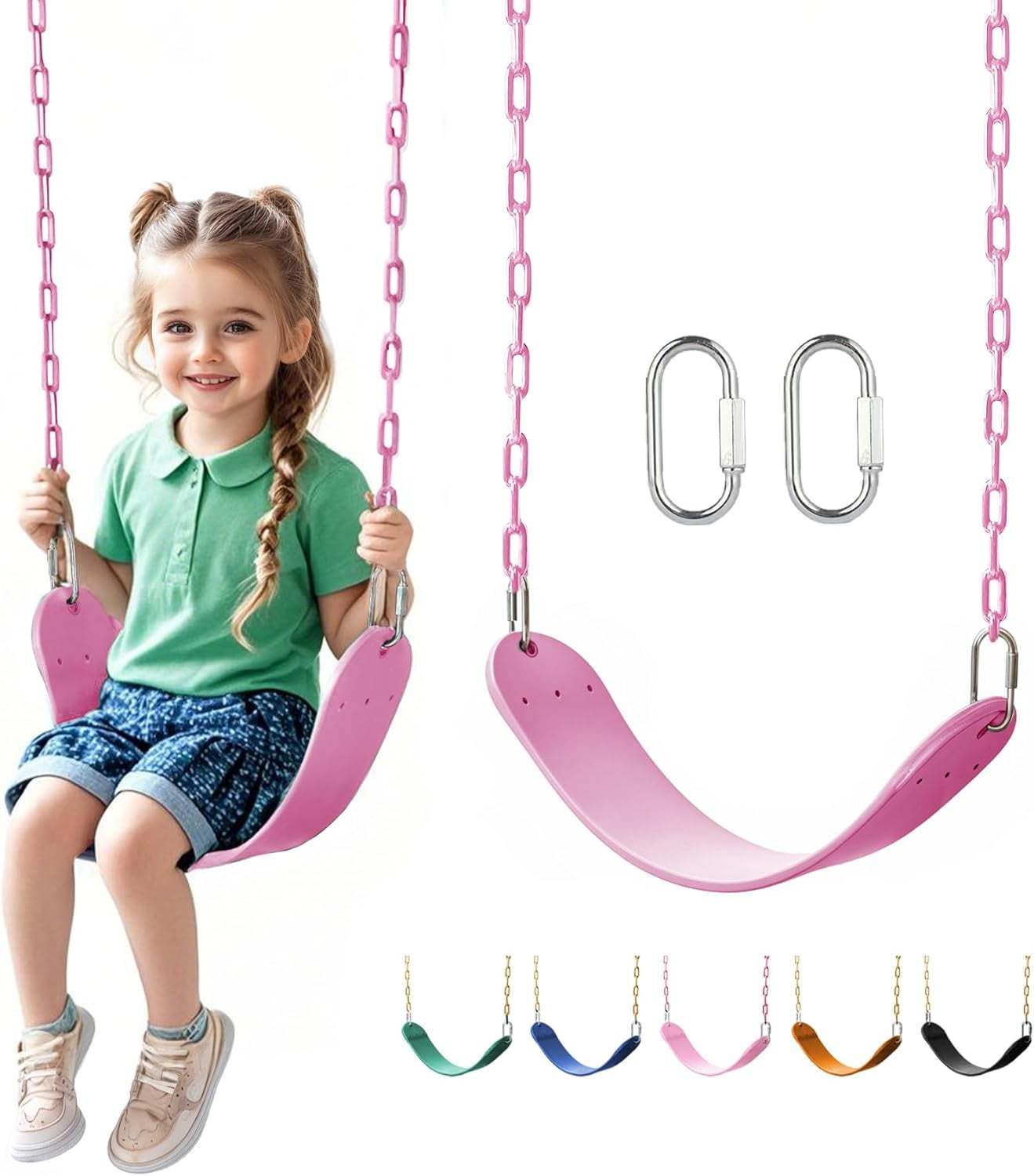 Heavy Duty Swing Seat, 66" Rust-Resistant Chains with 30" PPC-Coated ...