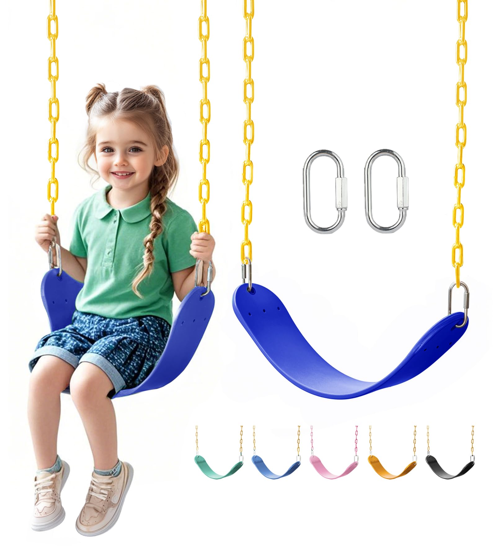 Heavy Duty Swing Seat, 66" Rust-Resistant Chains with 30" PPC-Coated ...