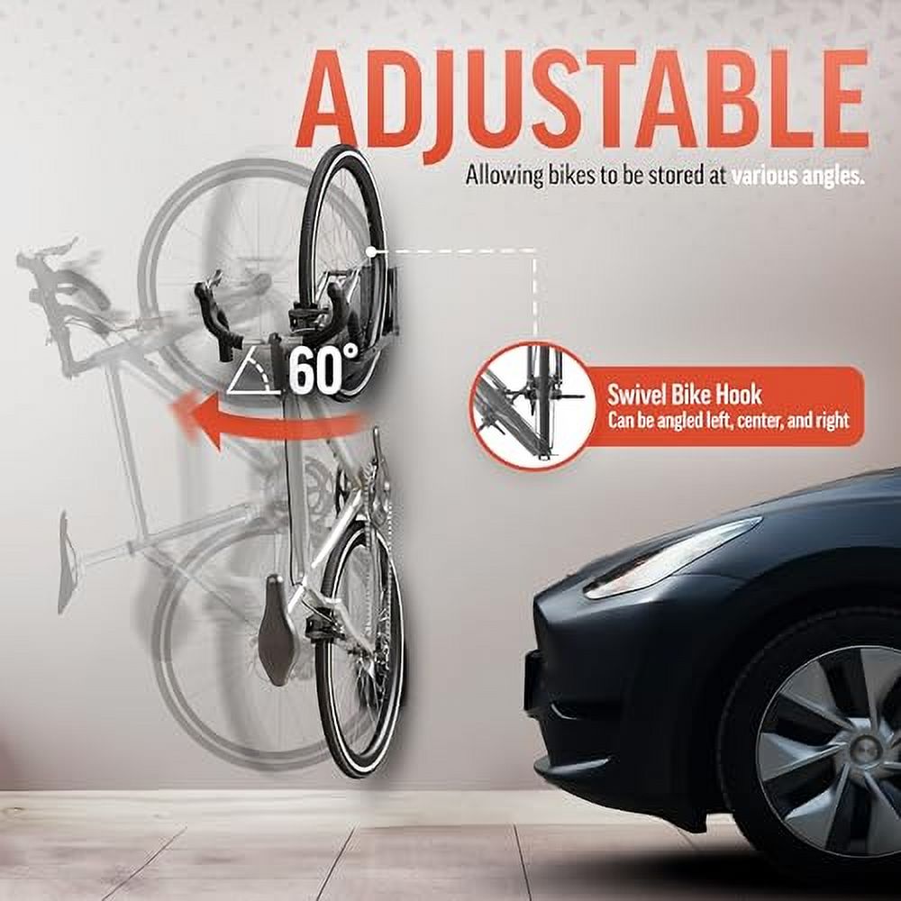 Heavy Duty Swivel Bike Wall Mount Bracket - Holds Up to 77 lbs ...