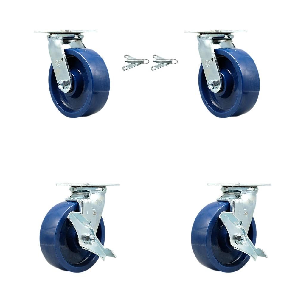 Heavy Duty Swivel Caster Set of 4 with 6 Inch Solid Poly Wheels and ...