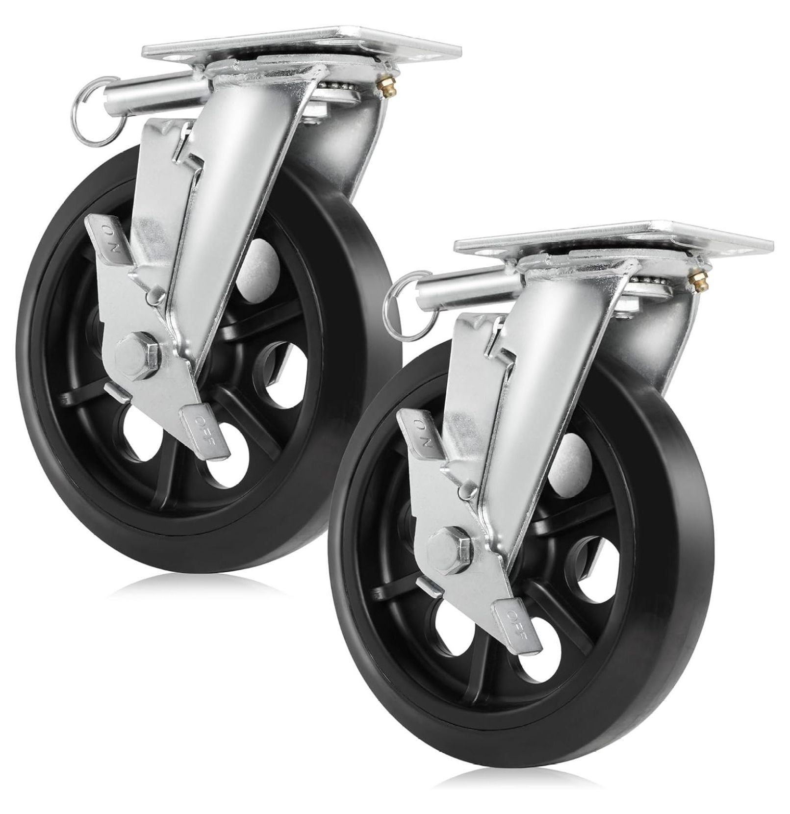 Heavy Duty Swivel Caster Wheel Set of 2 Wheels 8" x 2" - 500 lb ...
