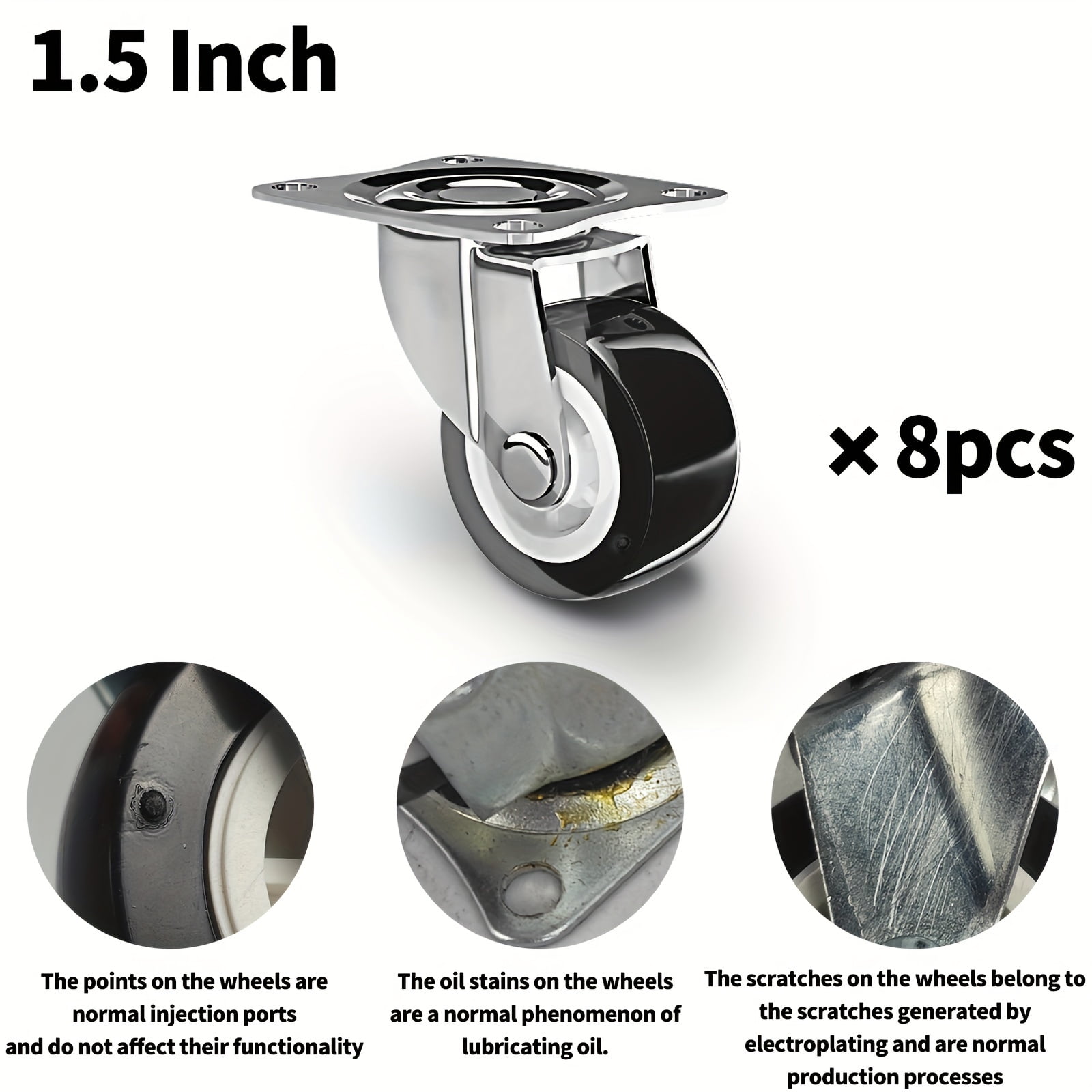 Heavy-Duty Swivel Caster Wheels 4/8pcs - Silent, Smooth Rolling Matte ...