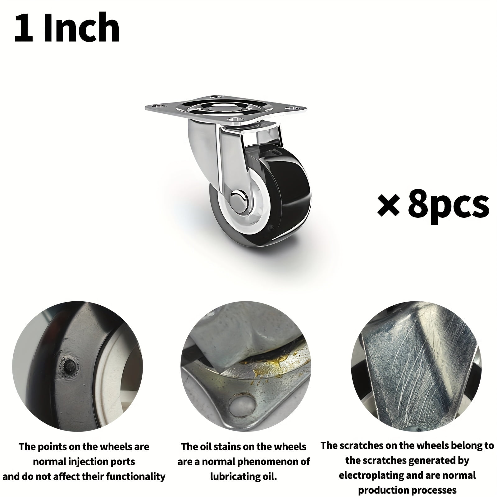 Heavy-Duty Swivel Caster Wheels 4/8pcs - Silent, Smooth Rolling Matte ...