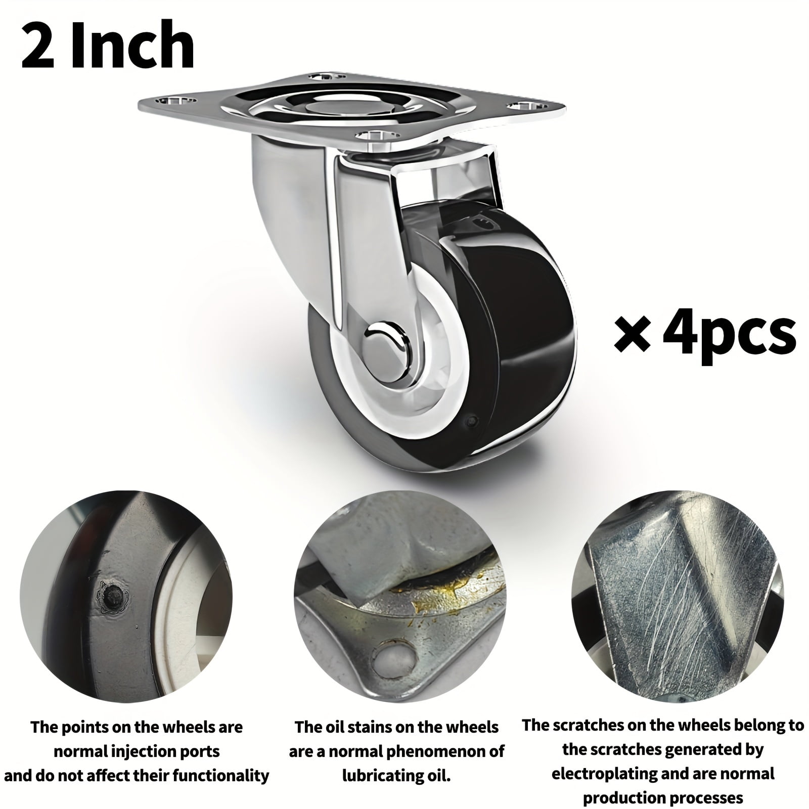 Heavy-Duty Swivel Caster Wheels 4/8pcs - Silent, Smooth Rolling Matte ...