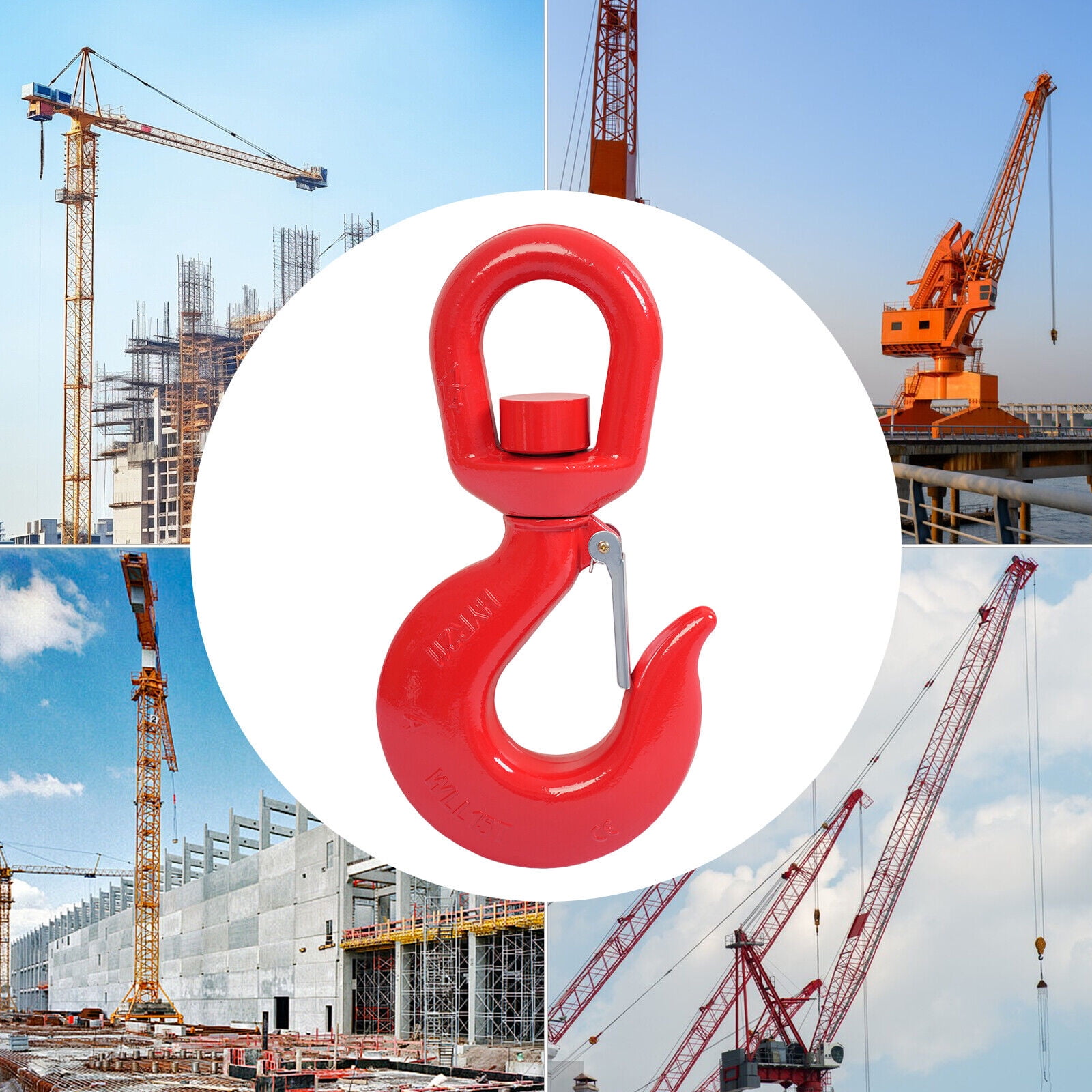 Heavy Duty Swivel Lifting Hook 15T Locking Swivel Hook with Safety Latch Red - Walmart.com