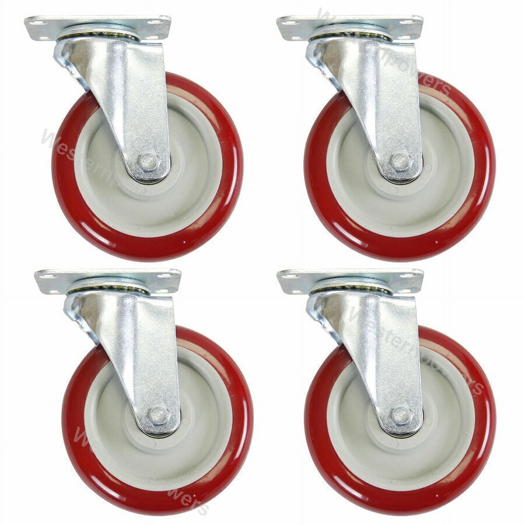 Heavy-Duty Swivel Plate Caster Wheels, Polyurethane Wheels, 4 Pack of 5 ...