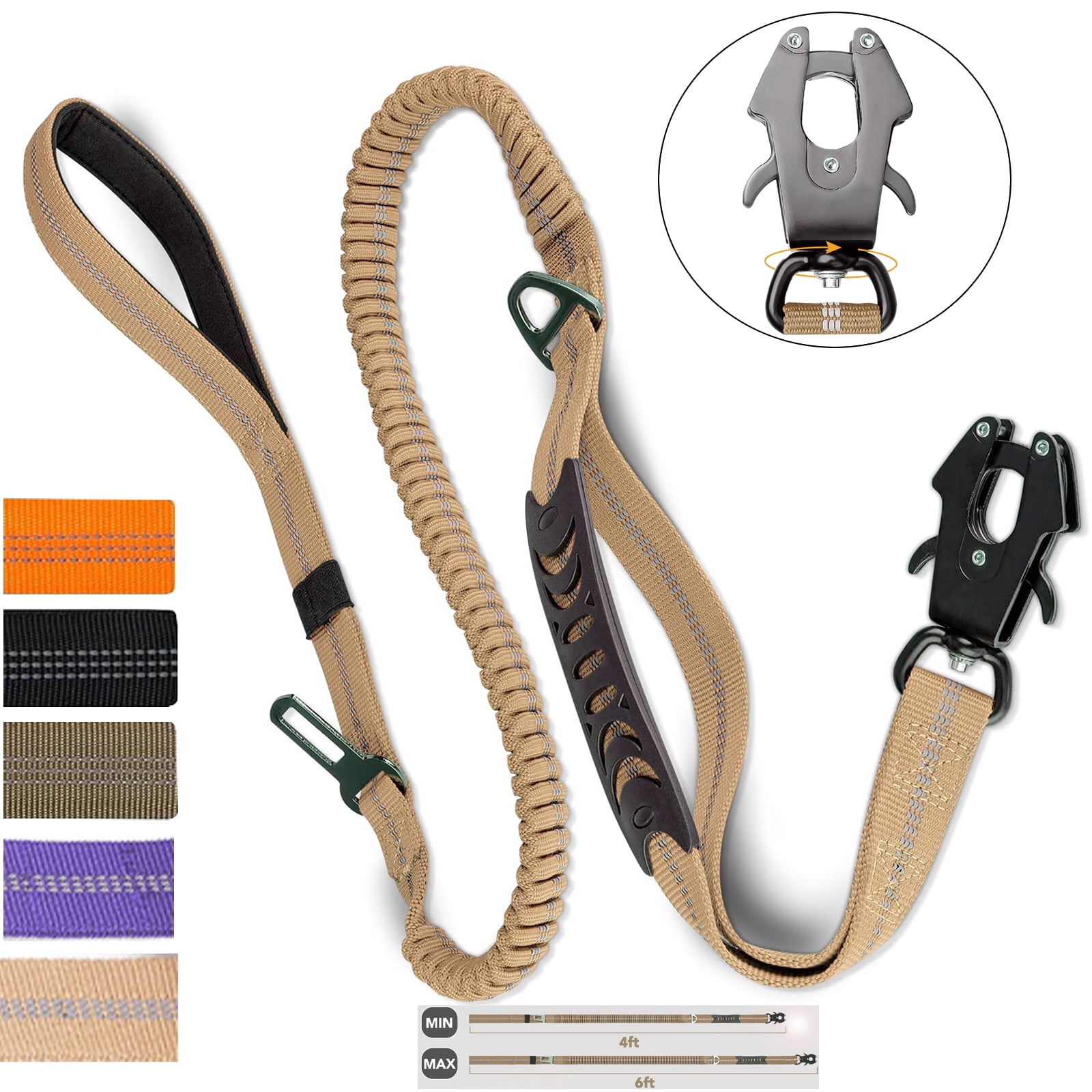 Heavy Duty Tactical Bungee Dog Leash, 4-6FT No Pull Dog Leash with ...